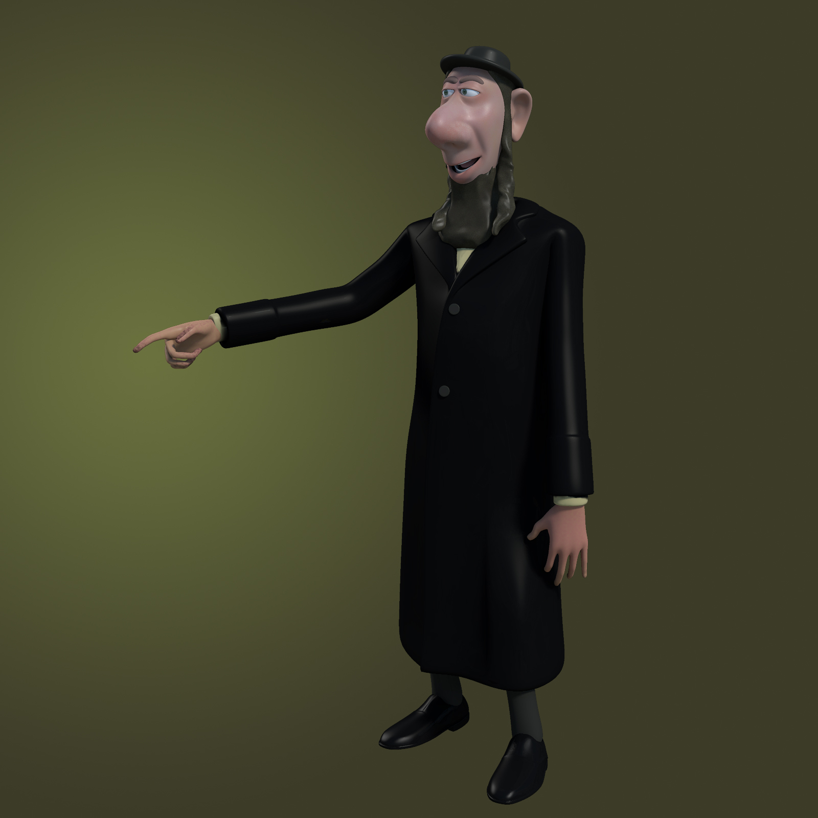 rabbi cartoon character 3d fbx