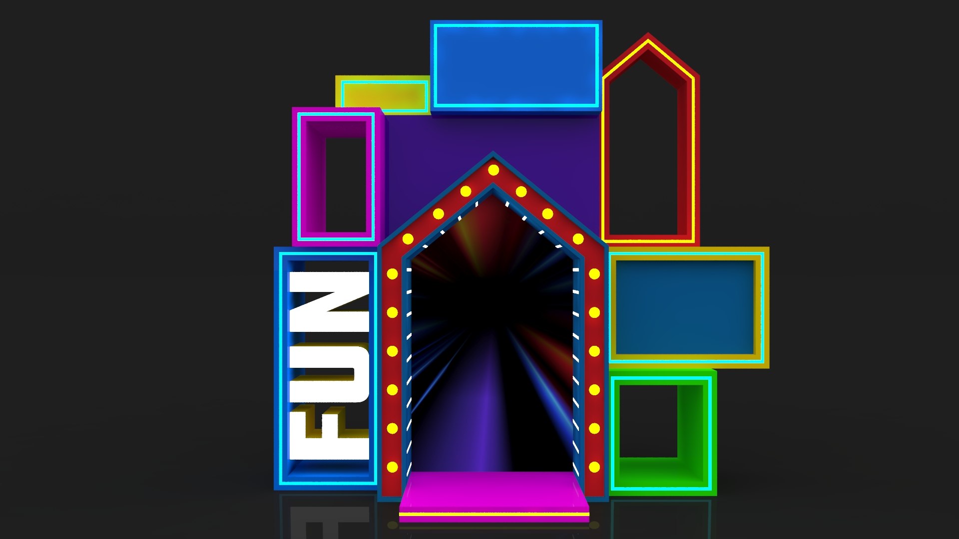 3D Stand Booth Art Installation Colorful Lighted Geometric Style ...