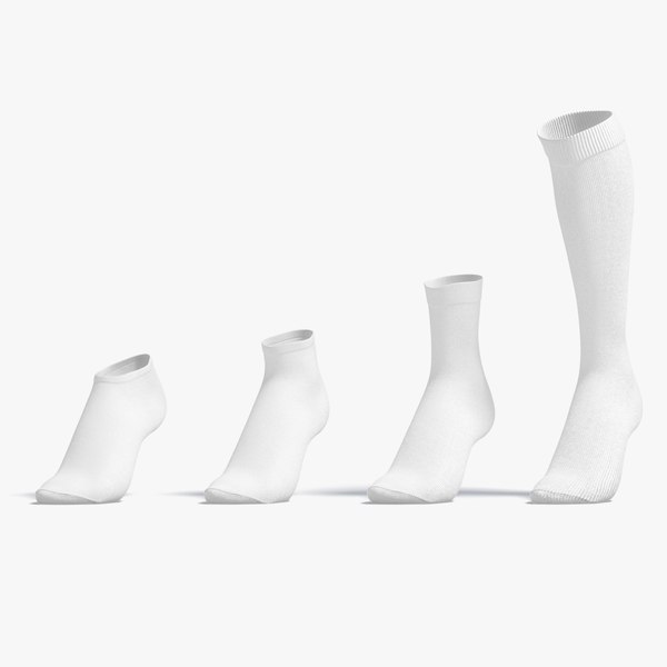 3D White Single Socks different shapes - fabric sox pair - TurboSquid ...