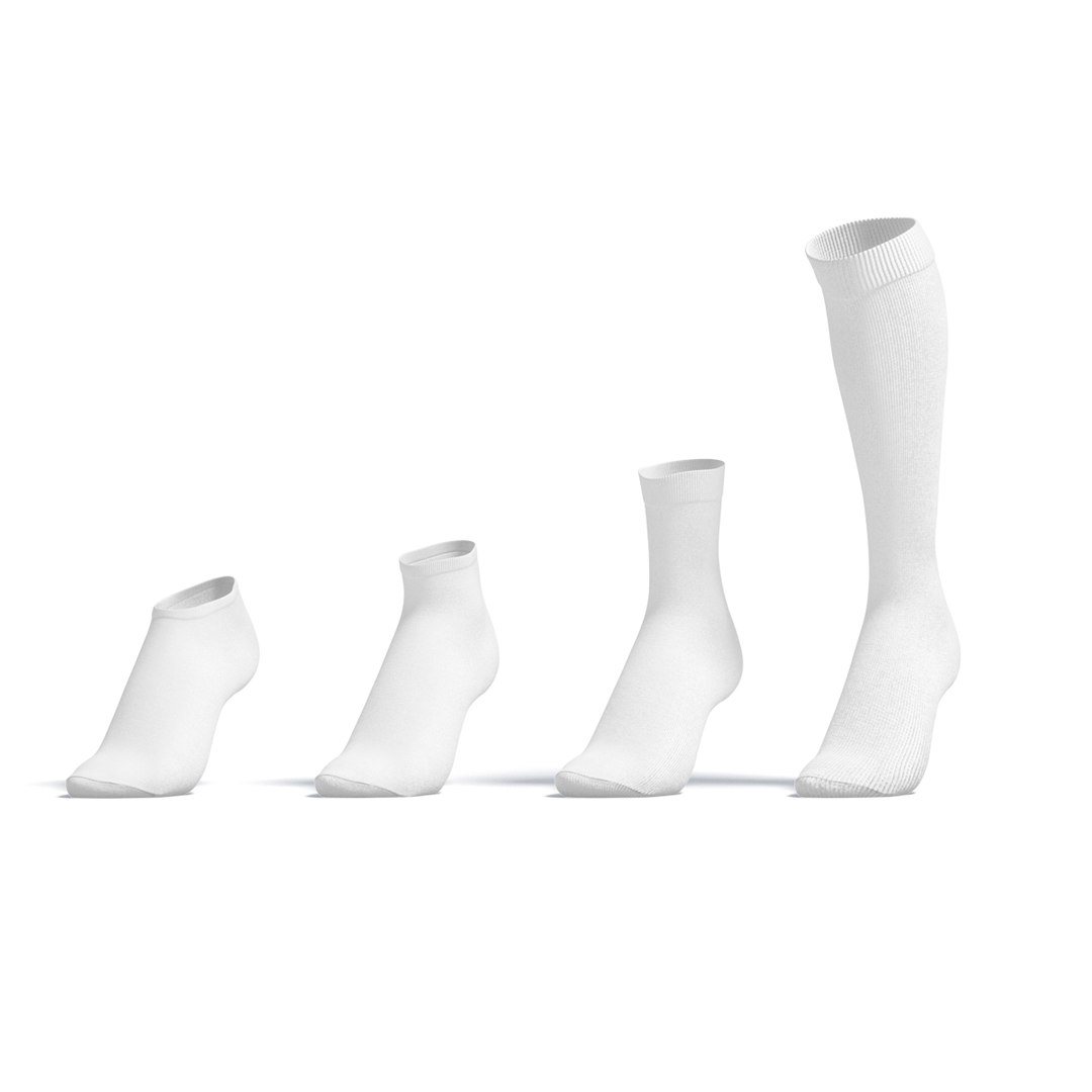 White Single Socks On Tiptoe Different Shapes - Fabric Sox Pair 3D ...