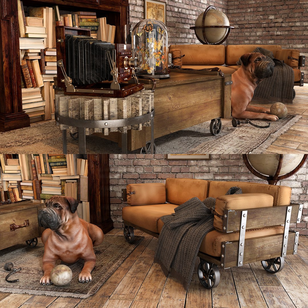 3D Loft Decorative Set Model - TurboSquid 1202780