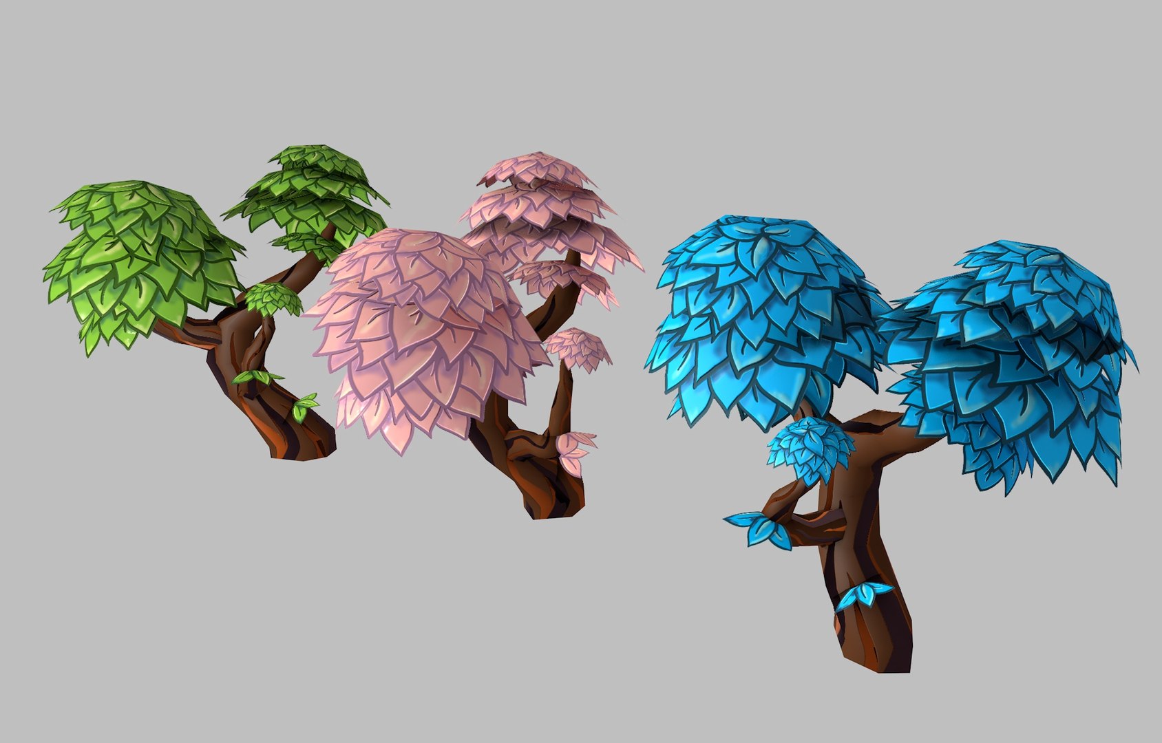 3D Stylized Cartoon Tree Set Model - TurboSquid 1509705