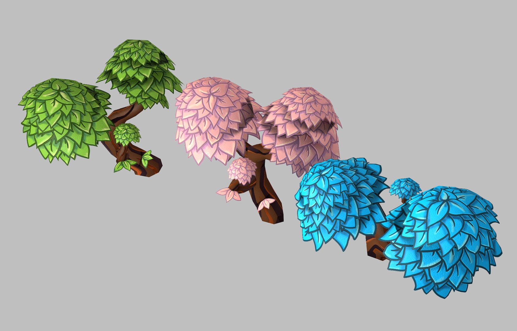 3D Stylized Cartoon Tree Set Model - TurboSquid 1509705