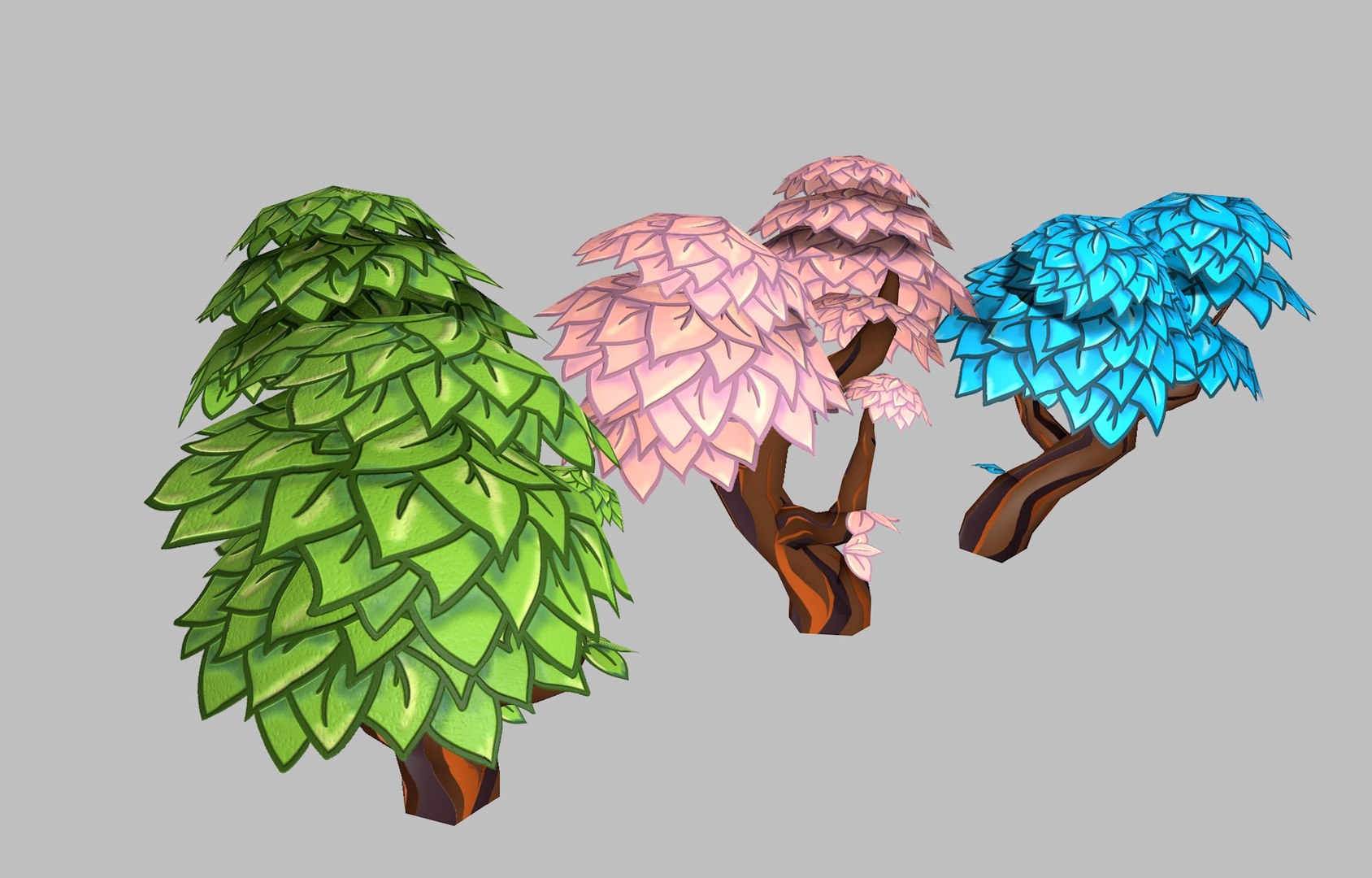 3D Stylized Cartoon Tree Set Model - TurboSquid 1509705