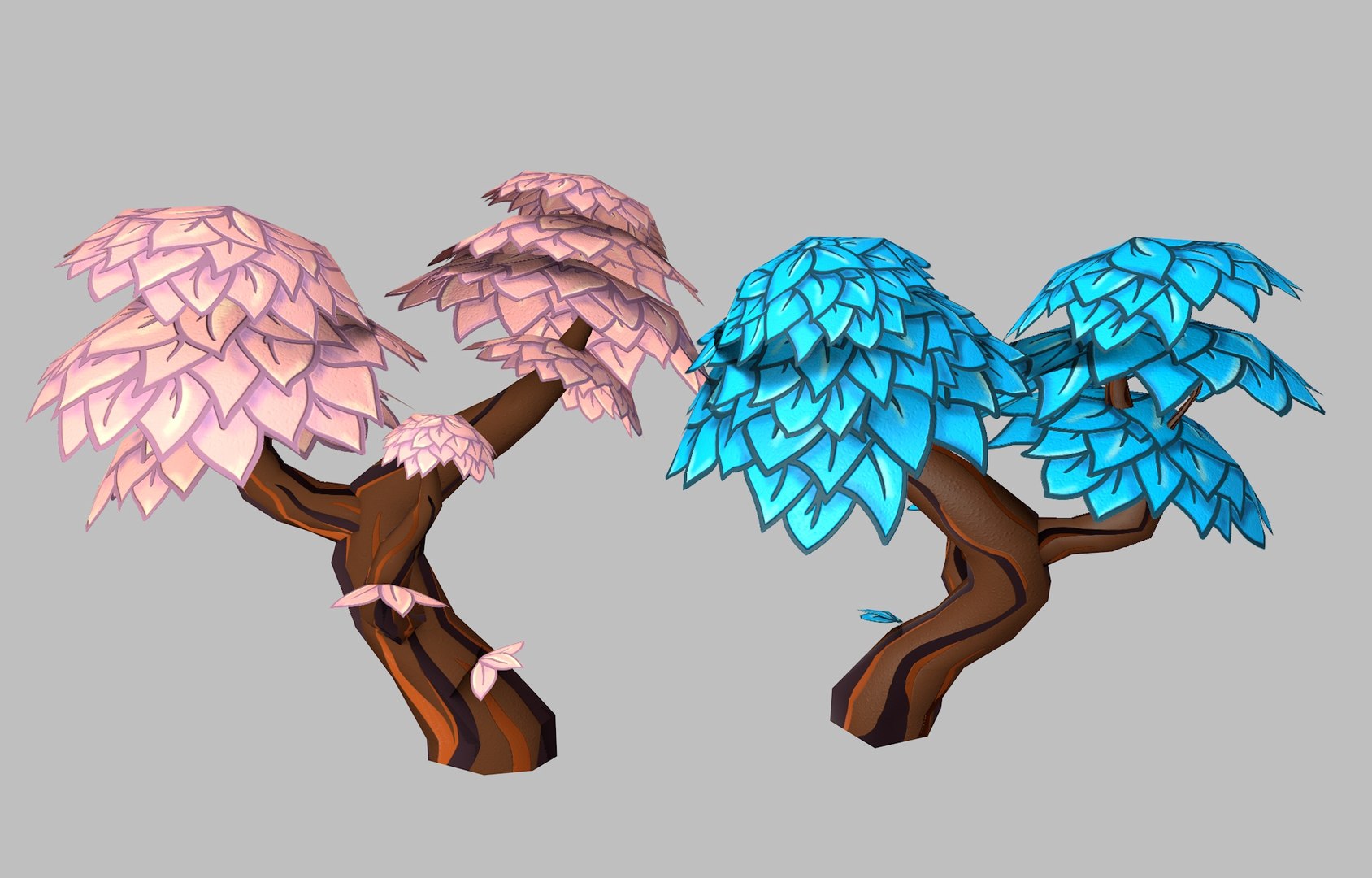 3D Stylized Cartoon Tree Set Model - TurboSquid 1509705