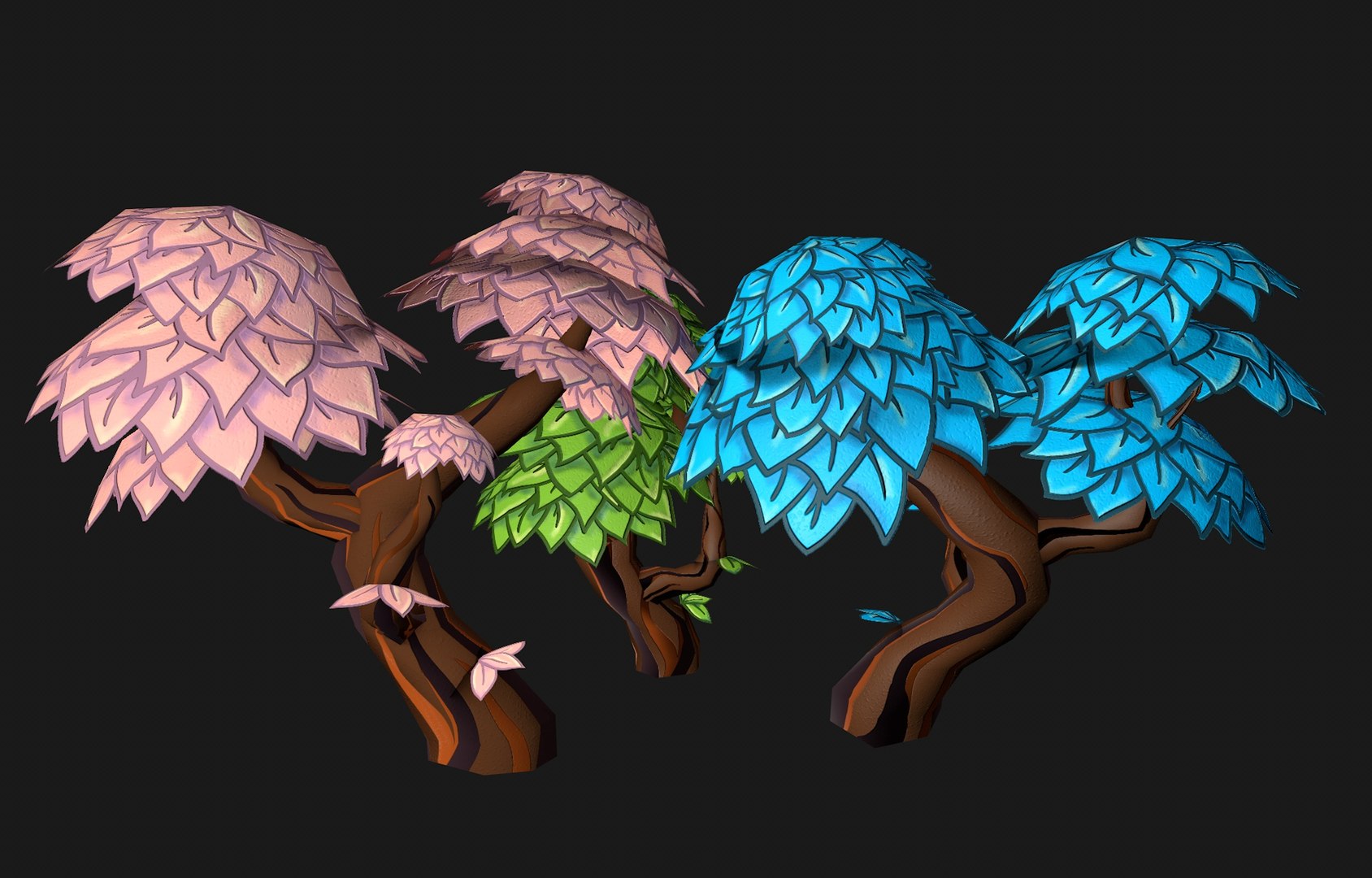 3D Stylized Cartoon Tree Set Model - TurboSquid 1509705