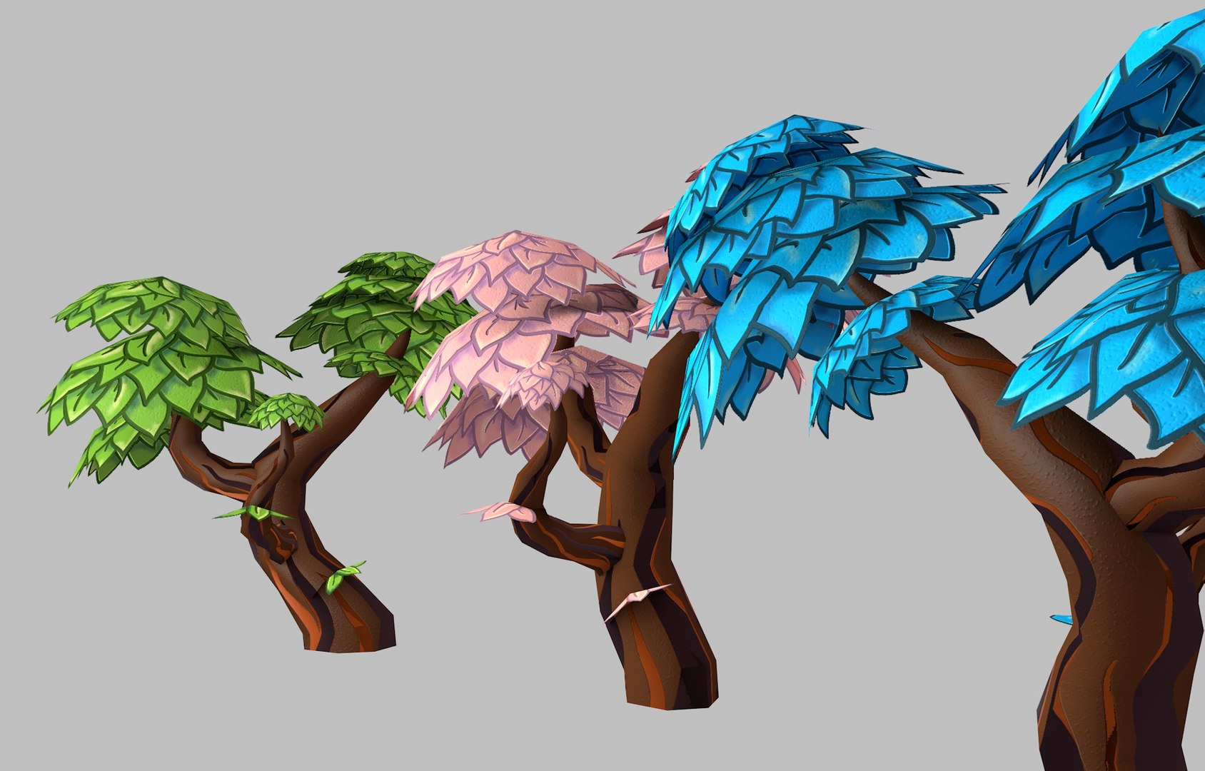 3D Stylized Cartoon Tree Set Model - TurboSquid 1509705