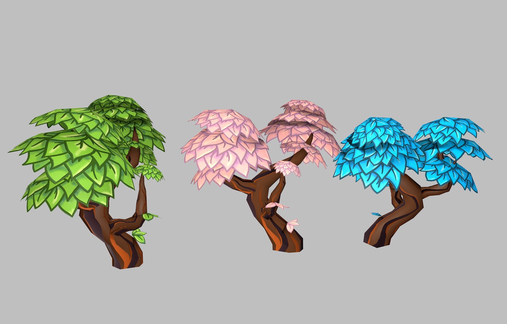 3D Stylized Cartoon Tree Set Model - TurboSquid 1509705