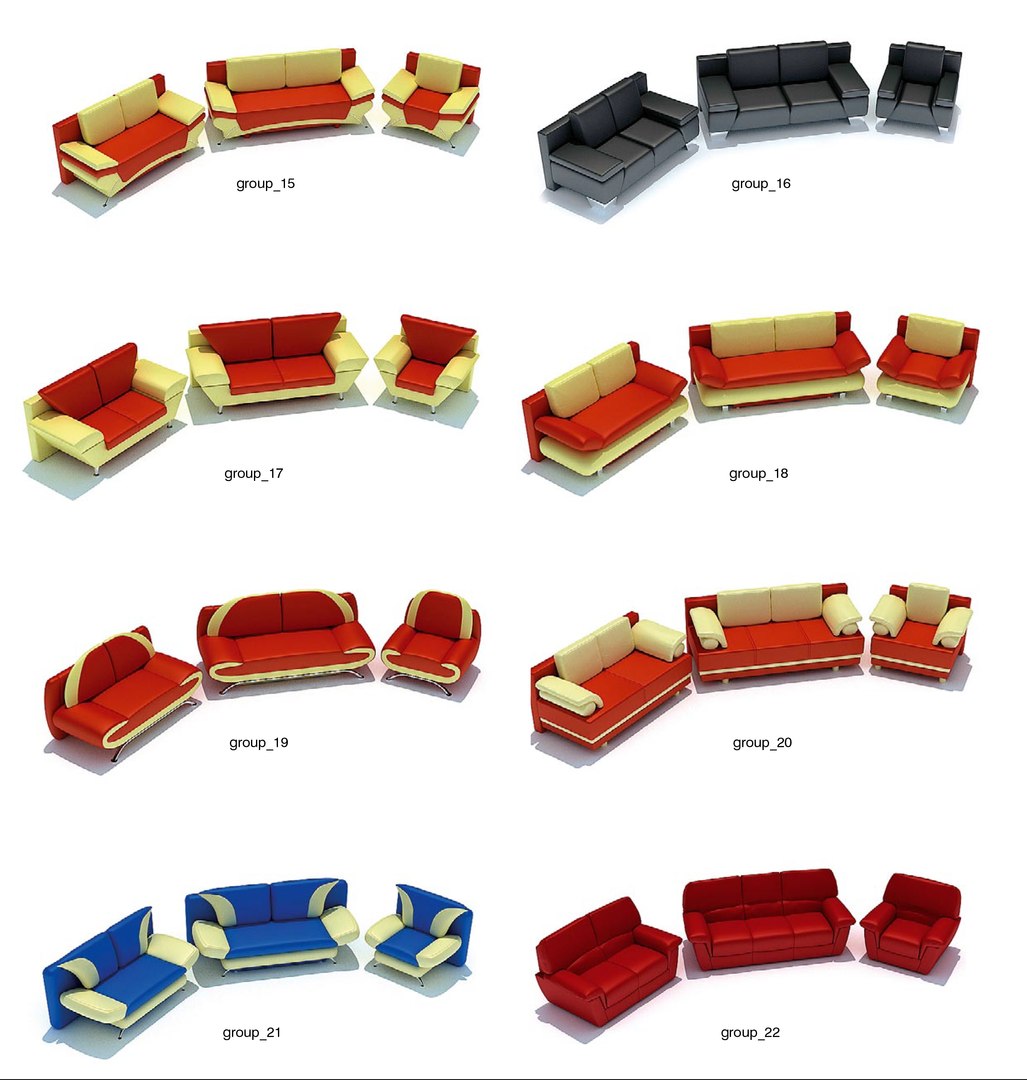 3D Model Sofa Collection 3 Low-poly 3D Model - TurboSquid 2348086