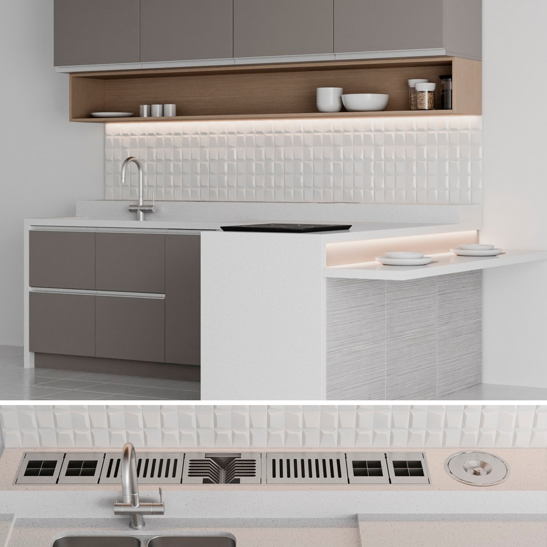 3D Basic Modern Kitchen 1 Model - TurboSquid 2106949