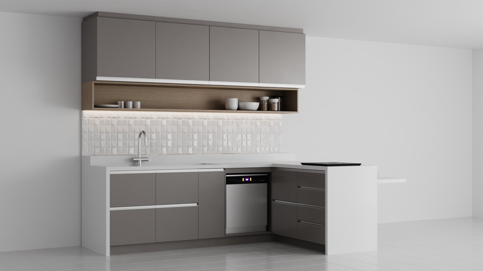 3D Basic Modern Kitchen 1 Model - TurboSquid 2106949