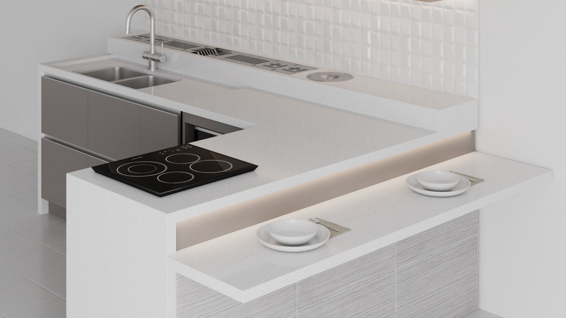 3D Basic Modern Kitchen 1 Model - TurboSquid 2106949