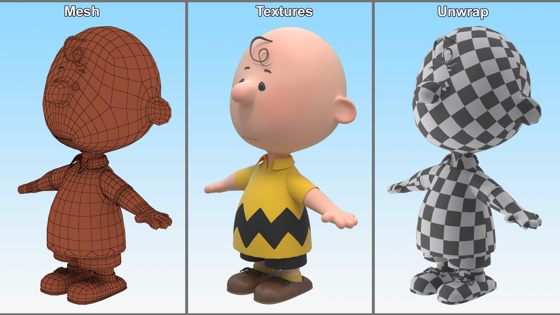 3D Charlie Brown Rigged Model - TurboSquid 2330677