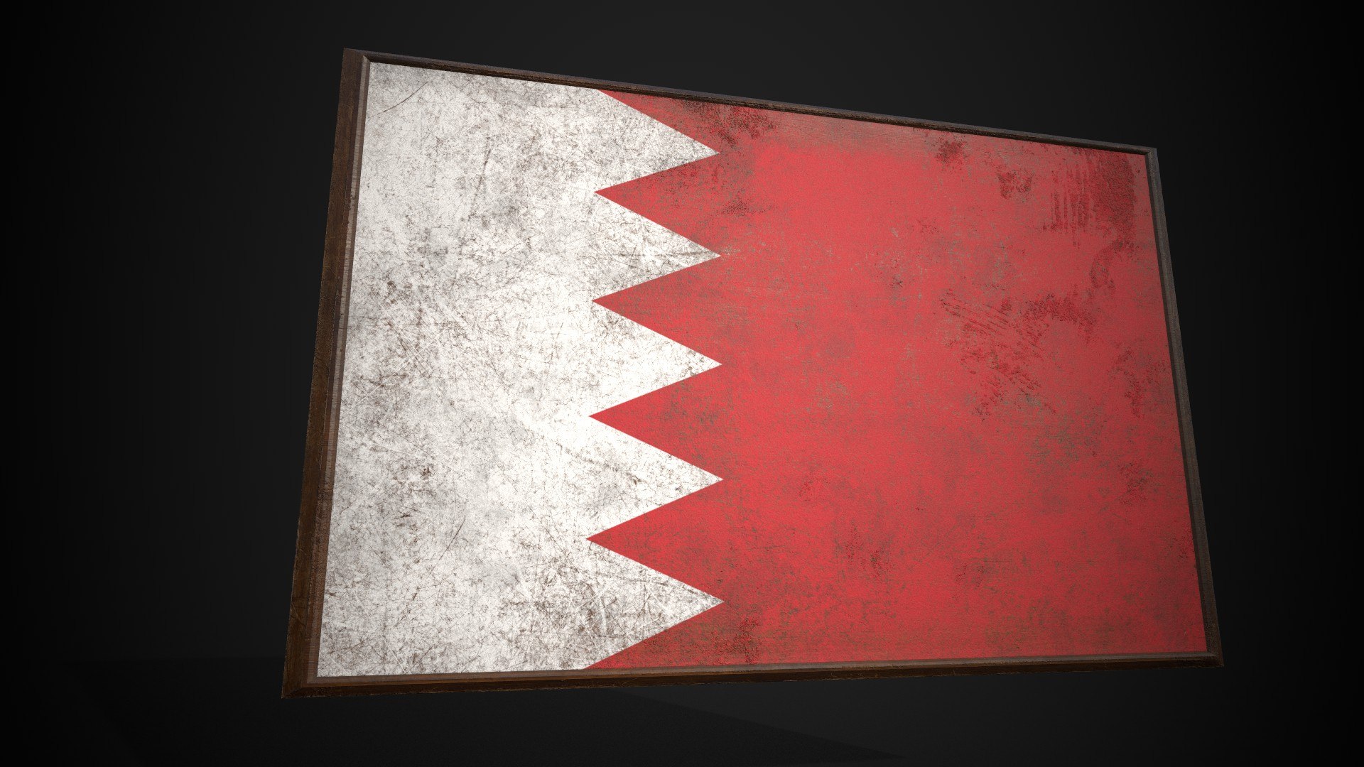 3D Old Picture Frame With Bahrain Flag - Game Ready Low-poly 3D Model ...