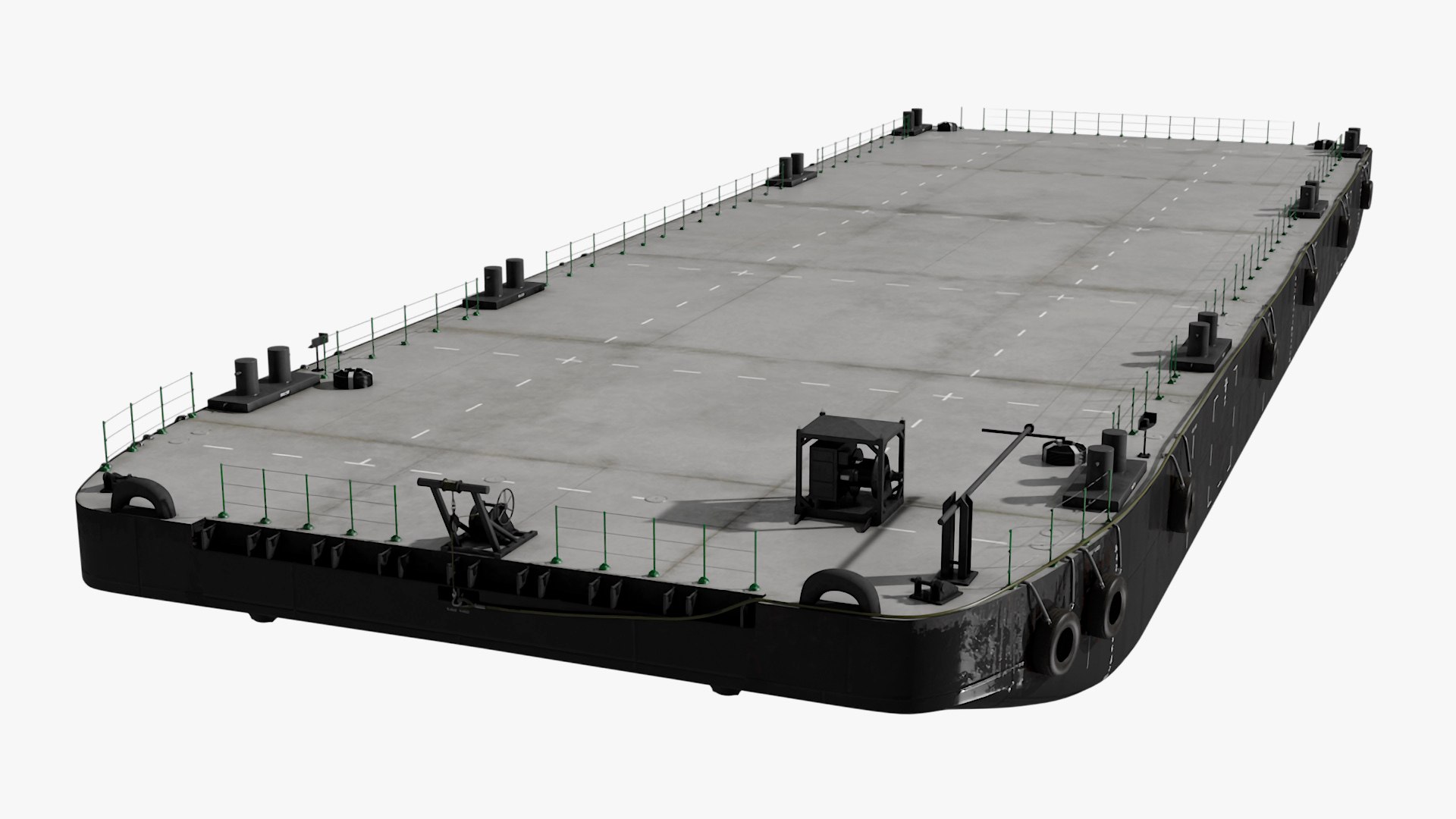 3D Industrial Flat Deck Barge Model - TurboSquid 2340789