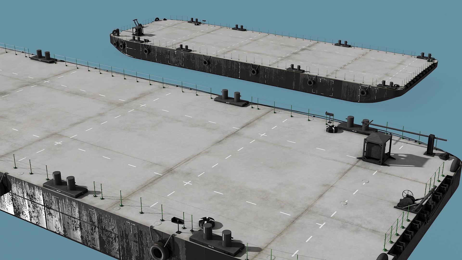 3D Industrial Flat Deck Barge Model - TurboSquid 2340789