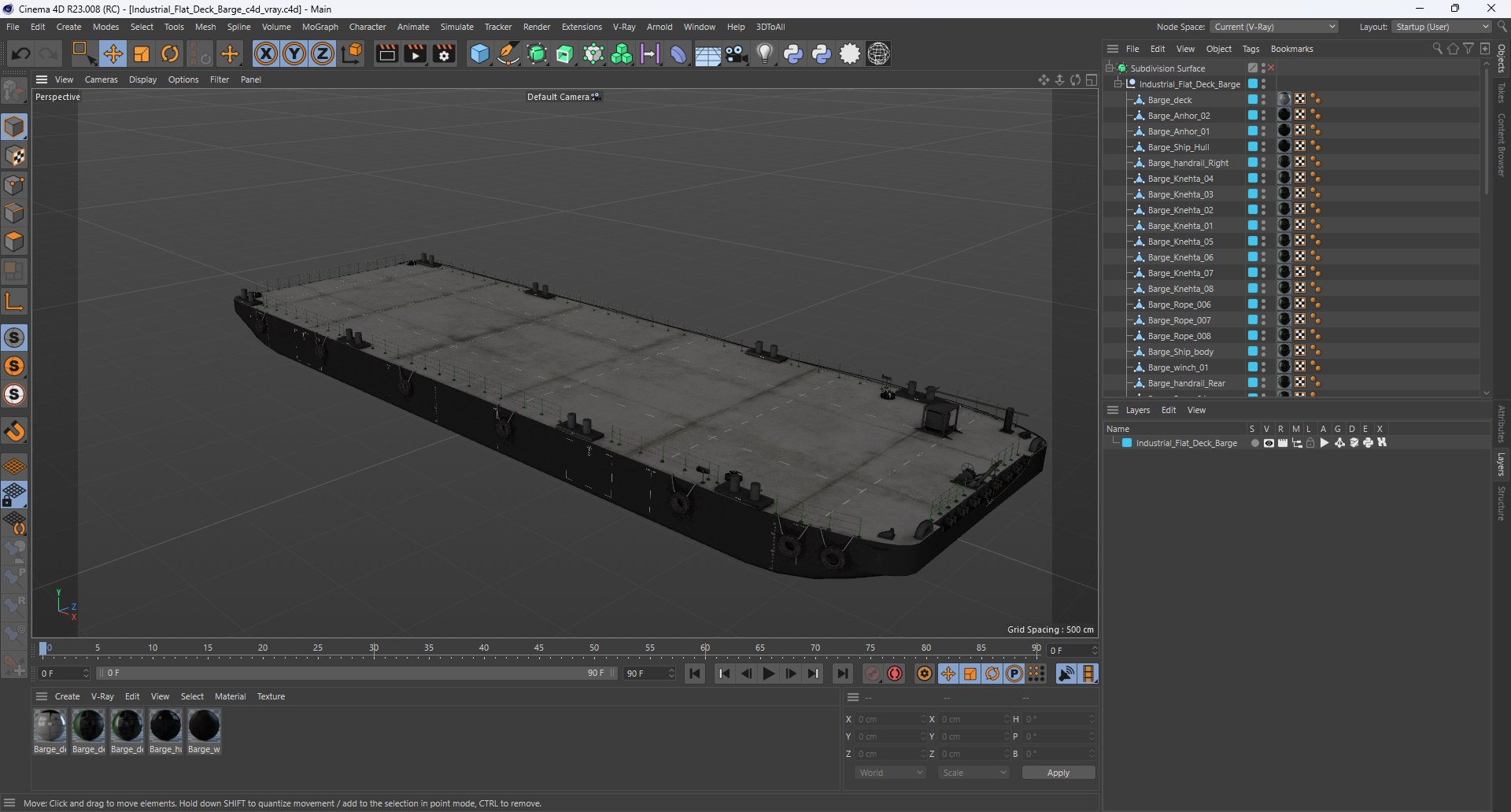3D Industrial Flat Deck Barge Model - TurboSquid 2340789