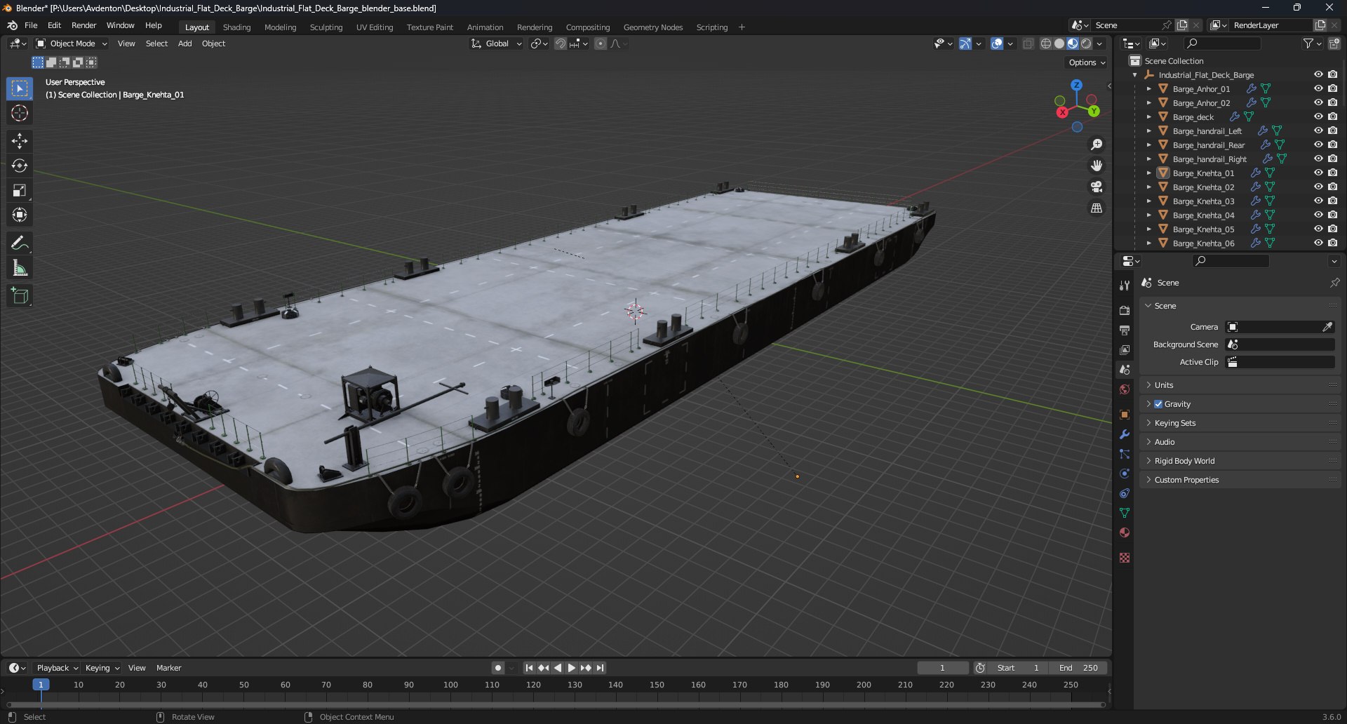3D Industrial Flat Deck Barge Model - TurboSquid 2340789
