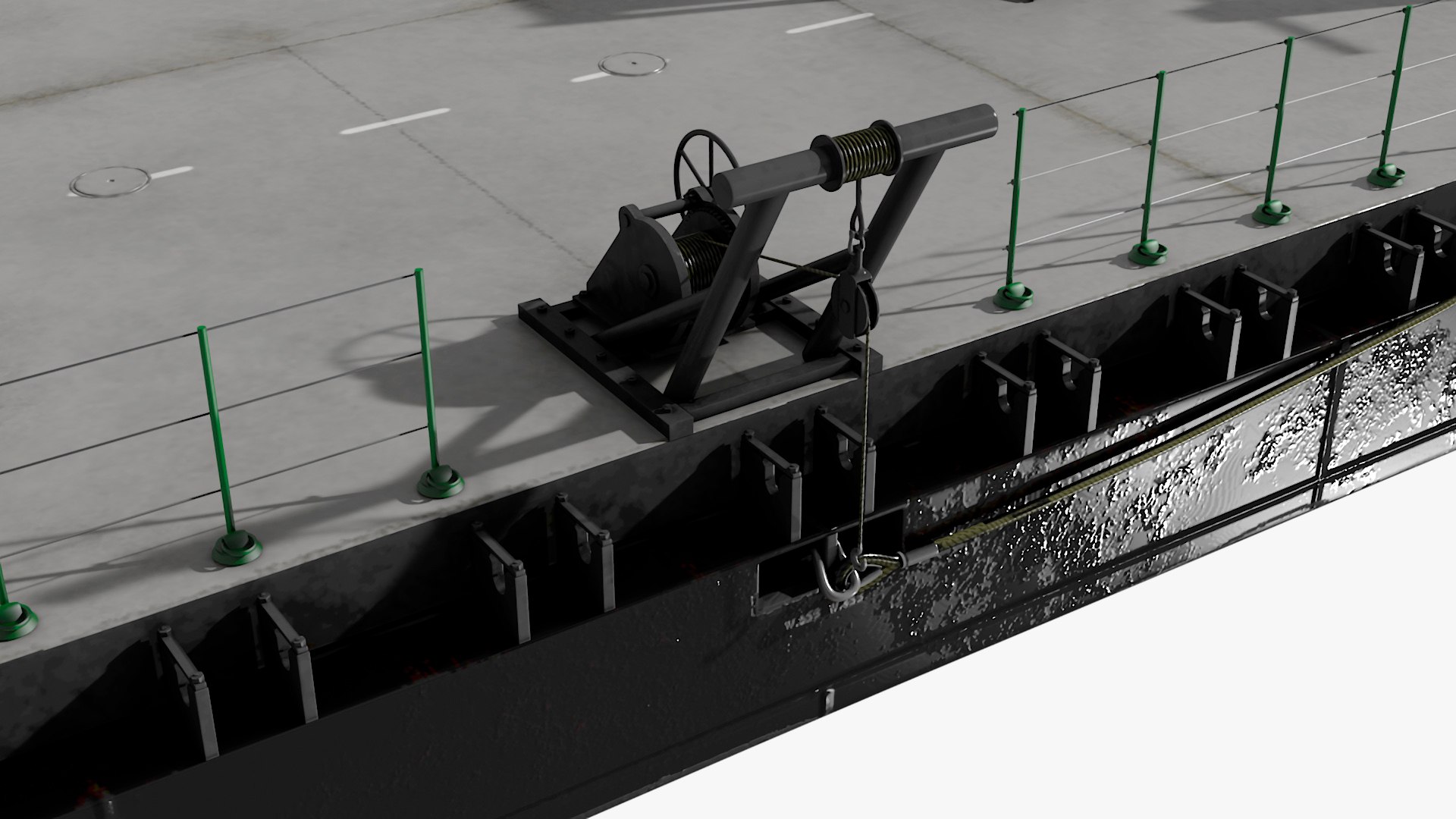 3D Industrial Flat Deck Barge Model - TurboSquid 2340789