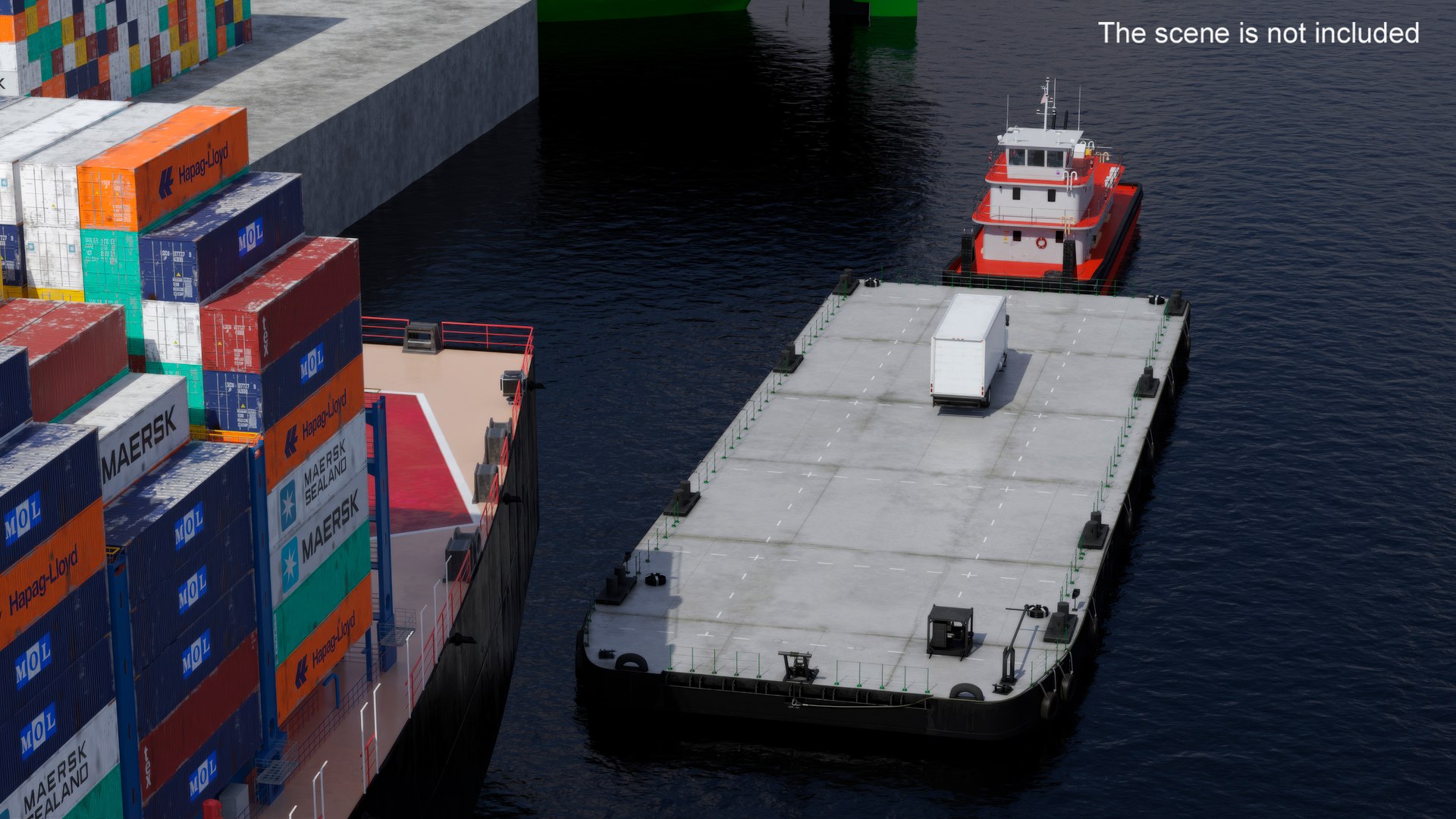 3D Industrial Flat Deck Barge Model - TurboSquid 2340789