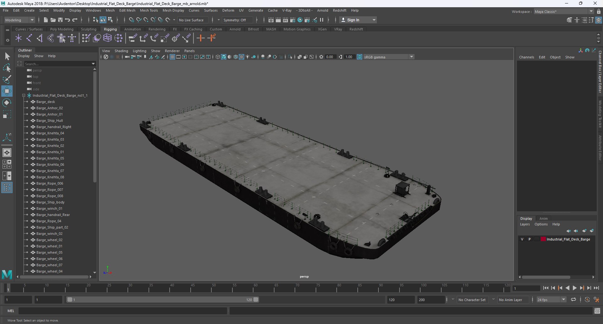 3D Industrial Flat Deck Barge Model - TurboSquid 2340789