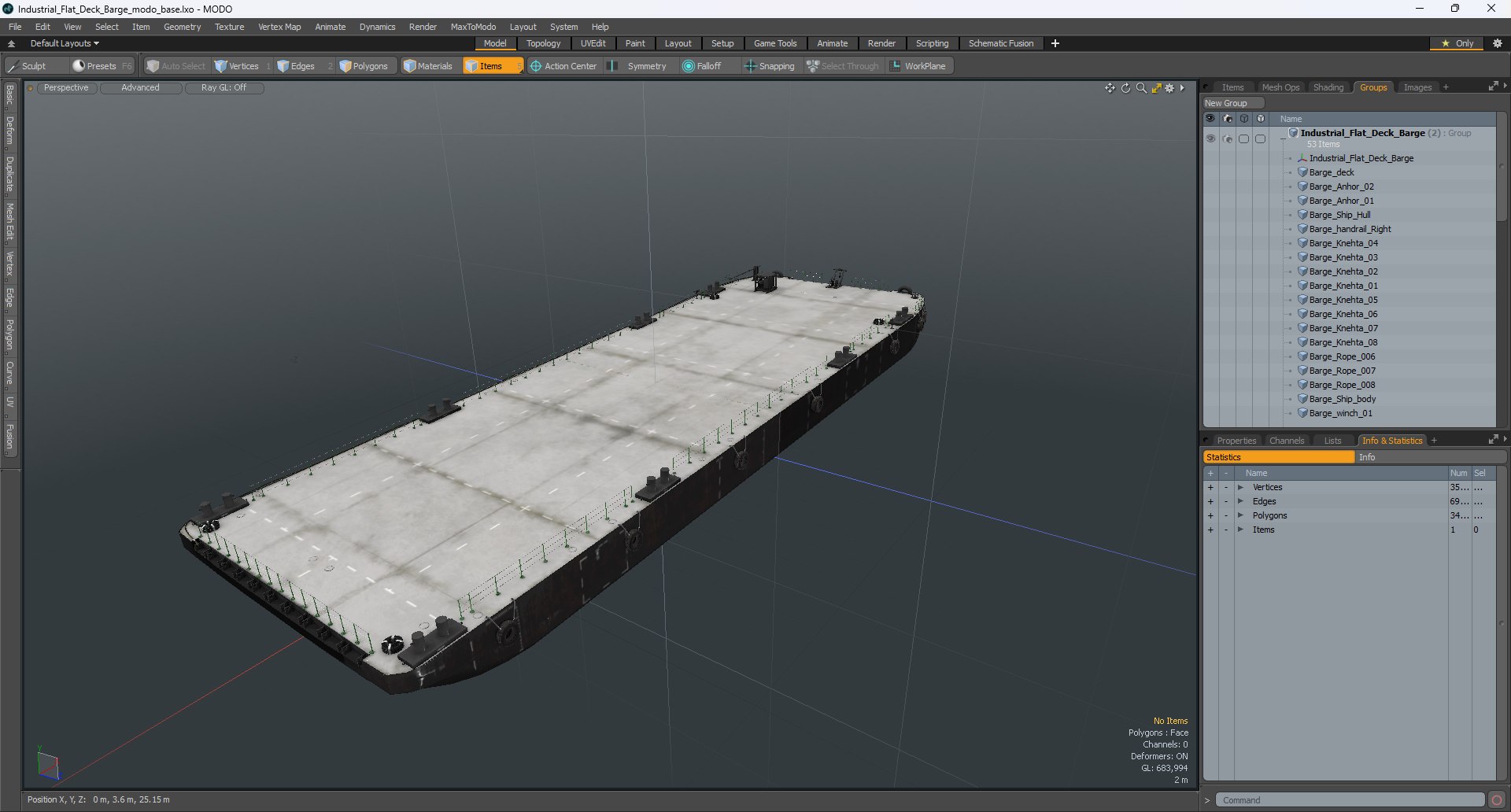 3D Industrial Flat Deck Barge Model - TurboSquid 2340789