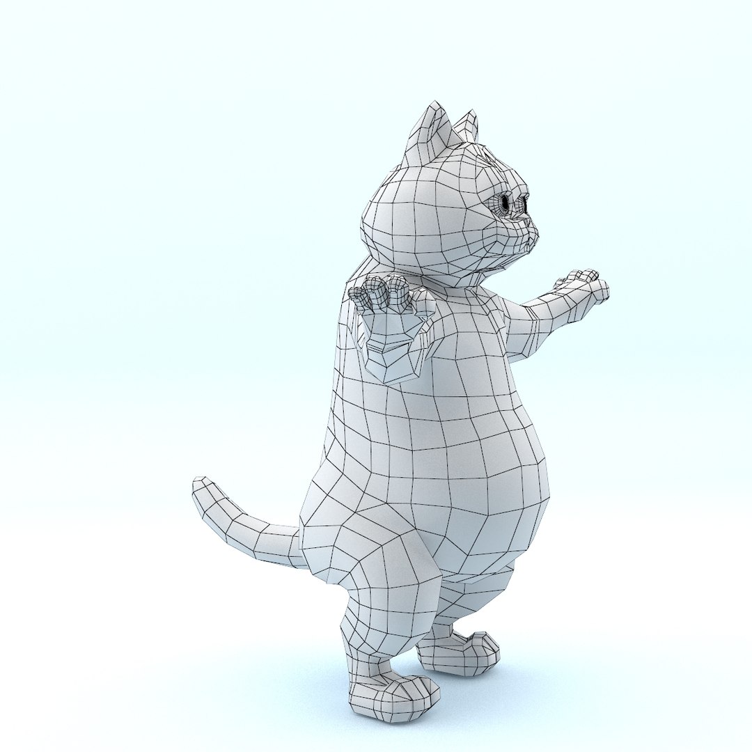 3d - Cartoon Cat Rigged Character Model