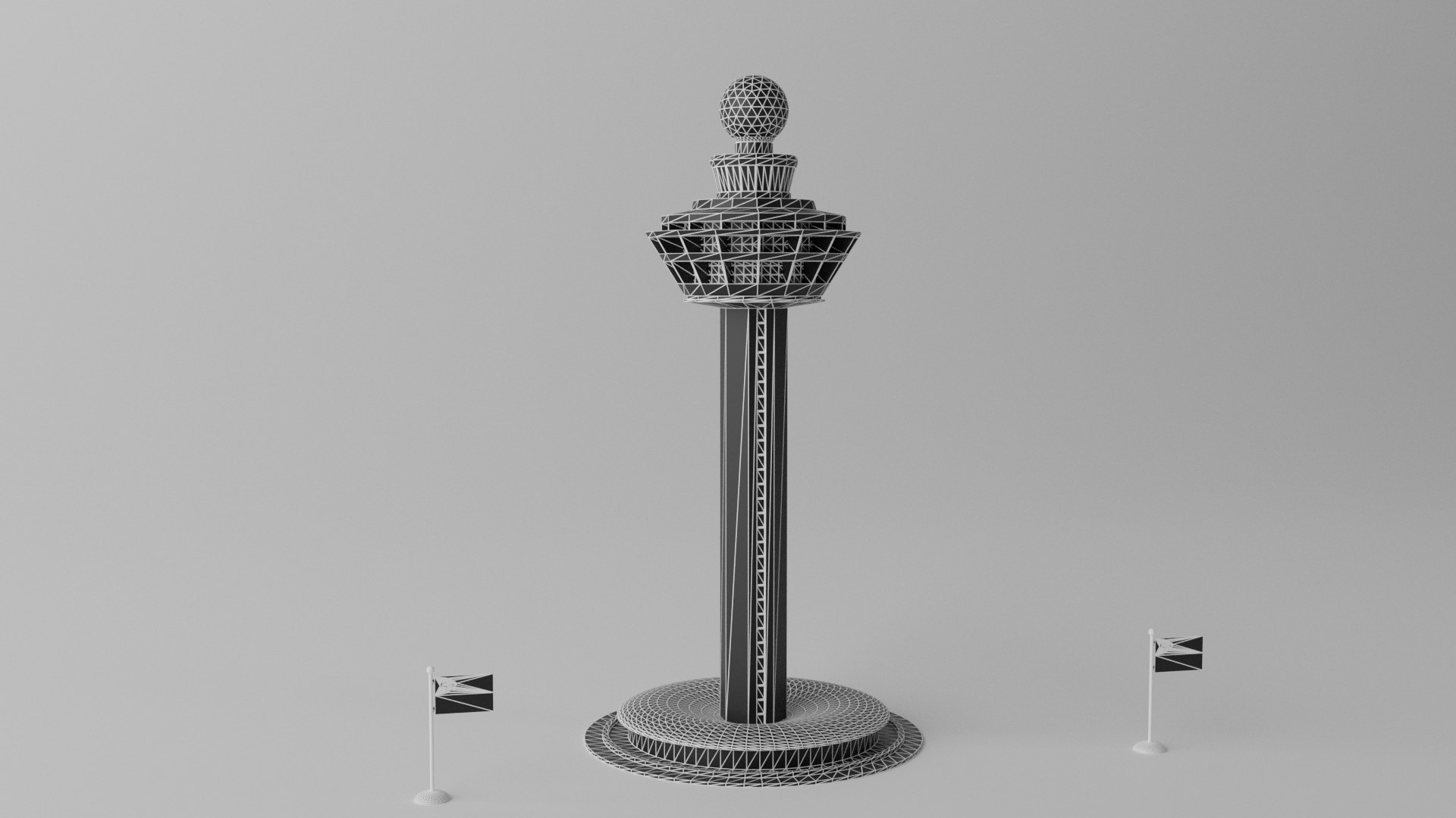 Cartoon Singapore Changi Airport Control Tower 3D Model - TurboSquid ...