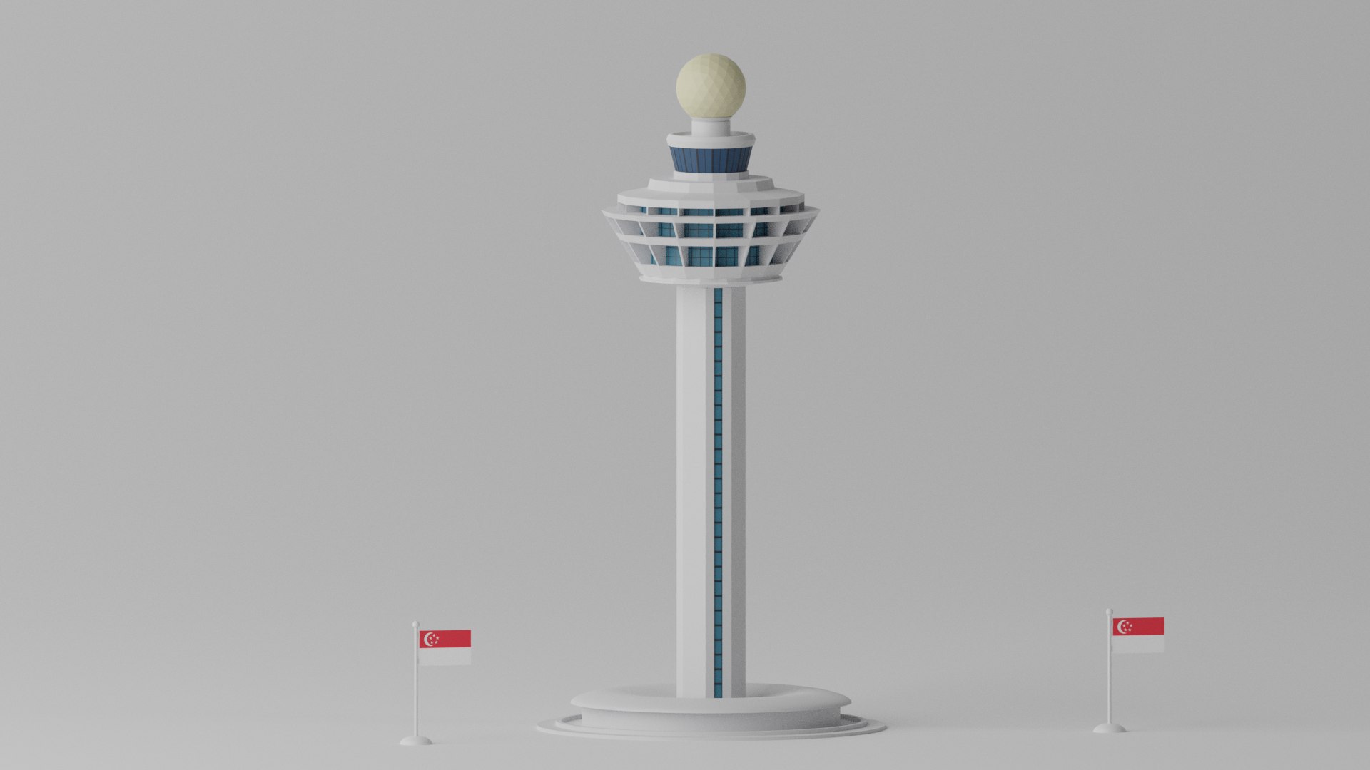 Cartoon Singapore Changi Airport Control Tower 3D Model - TurboSquid 2037865