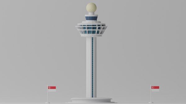 Cartoon Singapore Changi Airport Control Tower 3D 모델 - TurboSquid 2037865