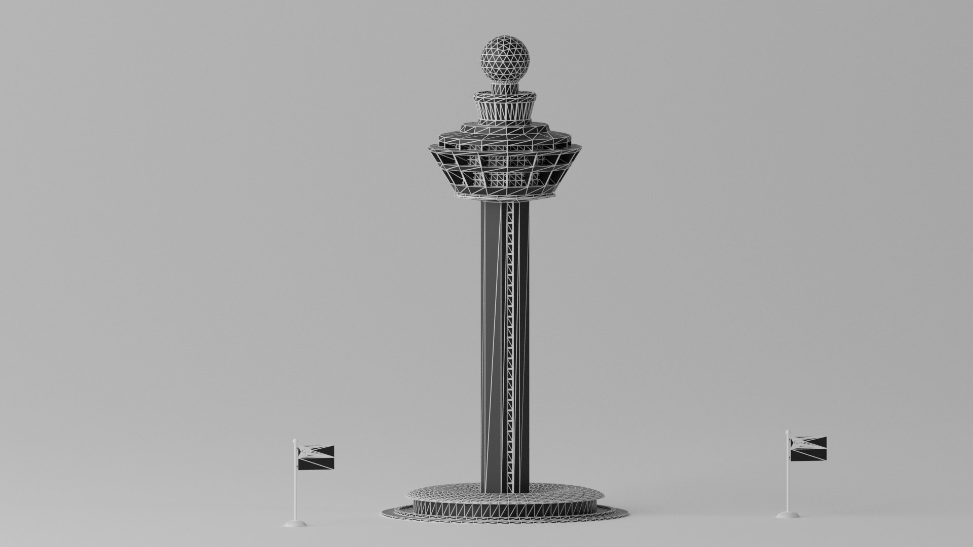 Cartoon Singapore Changi Airport Control Tower 3D Model - TurboSquid ...