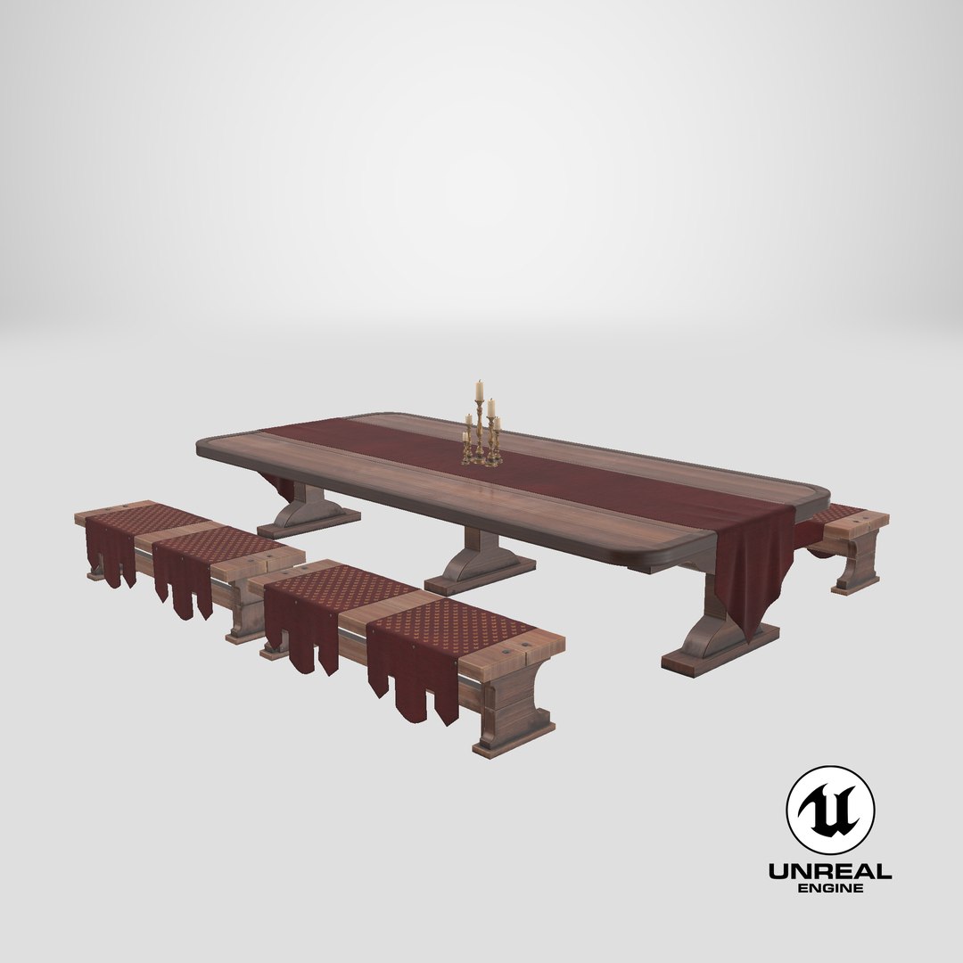 3D medieval dinner table - TurboSquid 1390240