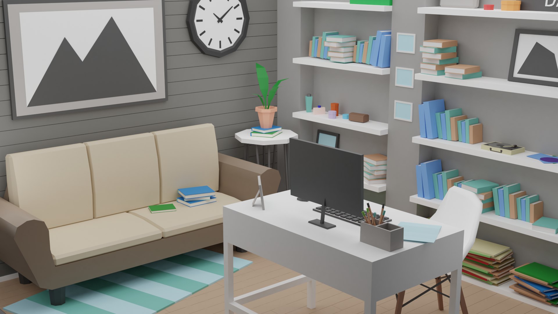 Office Room 15 Low-poly 3D Model 3D - TurboSquid 1799020