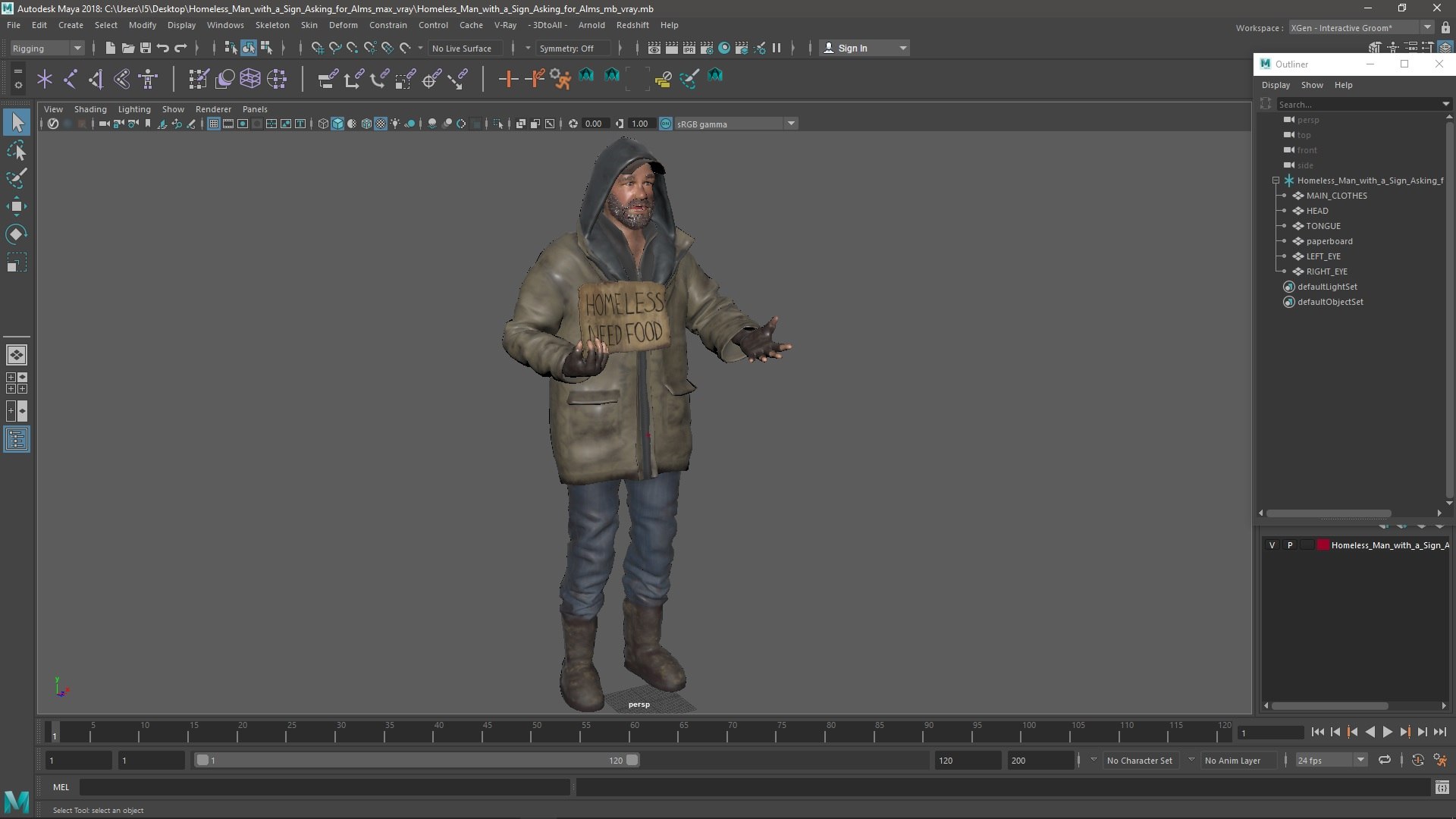 3D Homeless Man With A Sign Asking For Alms - TurboSquid 2283329
