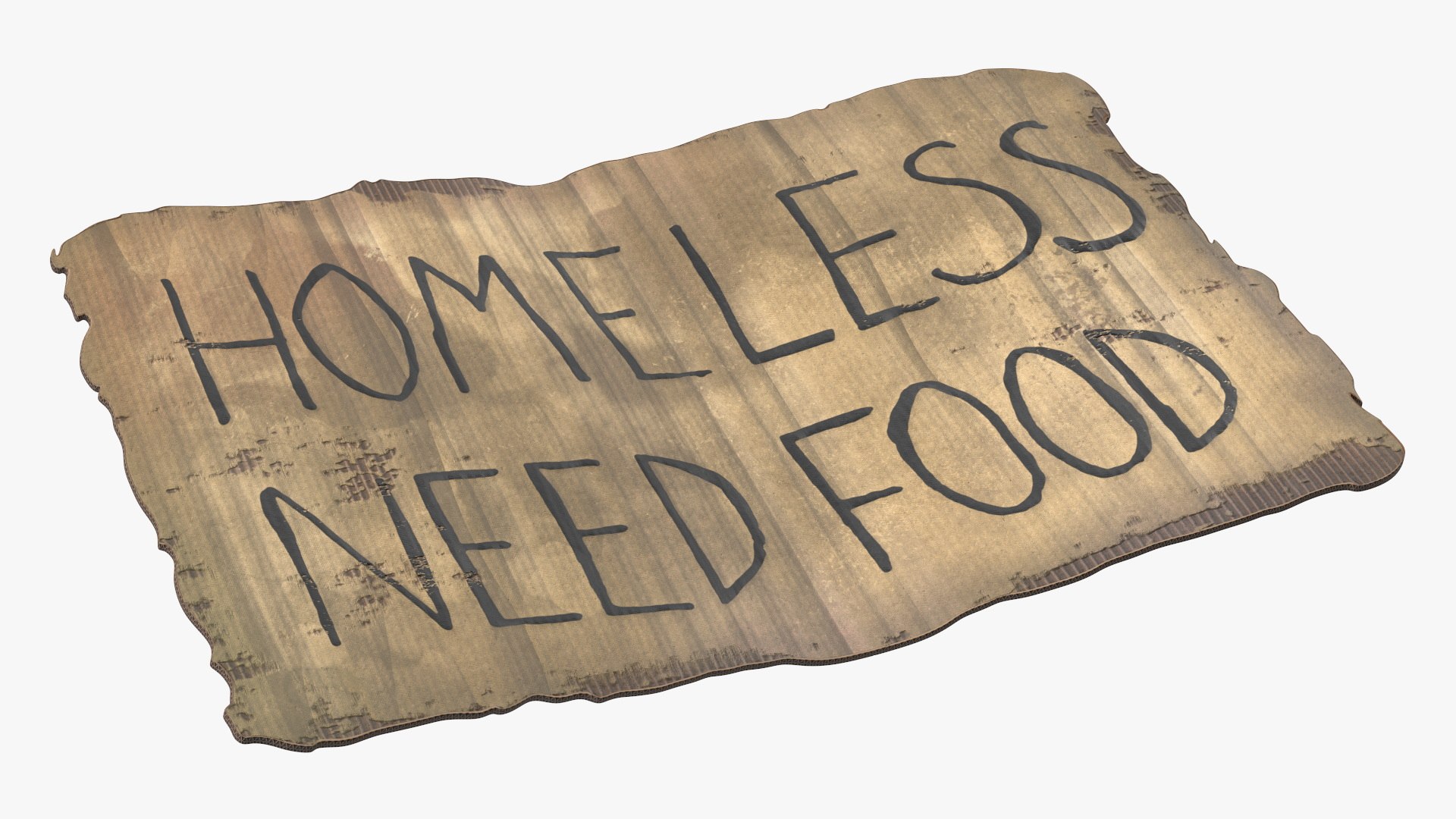 3D Homeless Man With A Sign Asking For Alms - TurboSquid 2283329