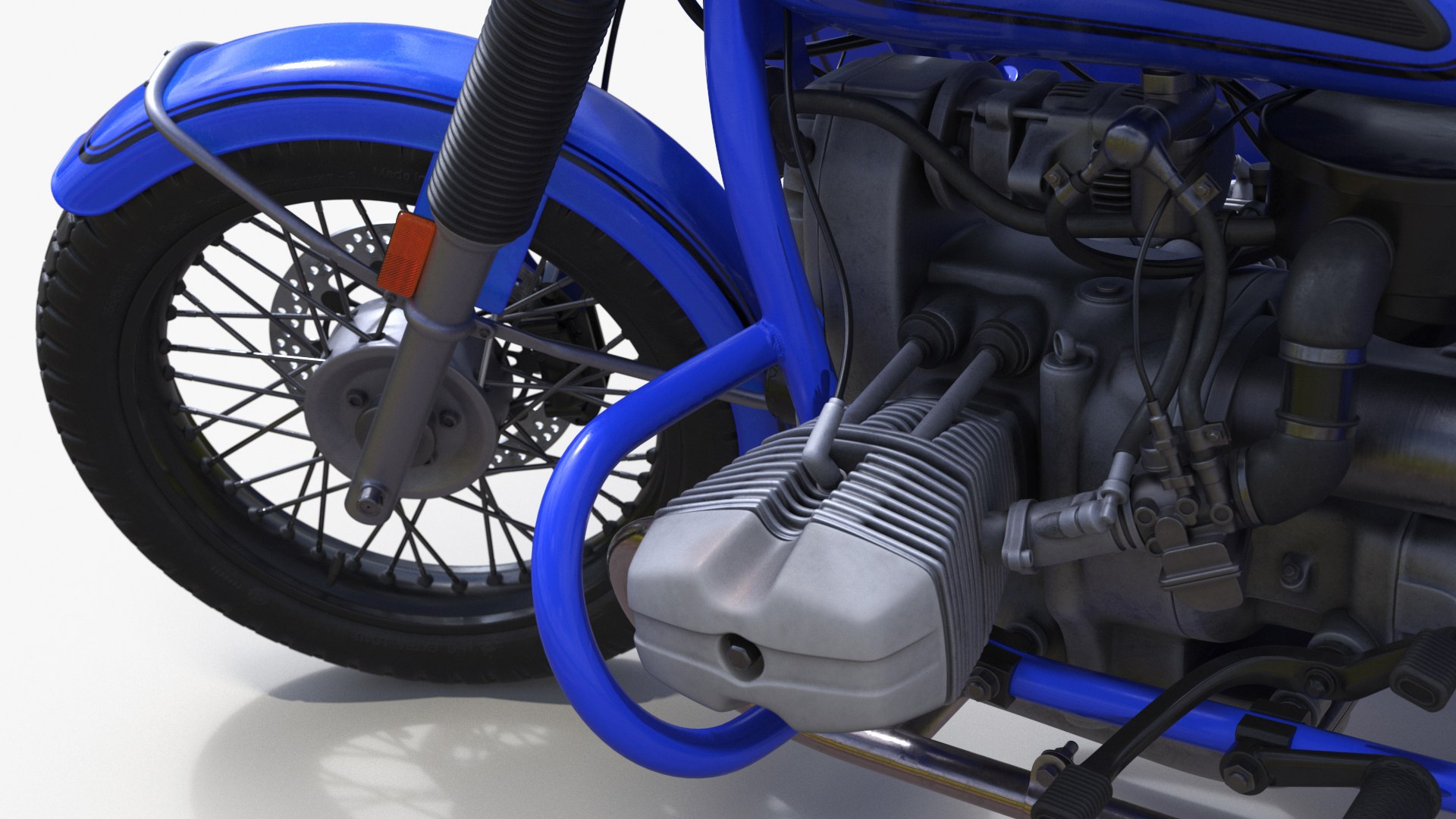 Retro Classic Blue Motorcycle With Sidecar Rigged For Cinema 4D 3D ...