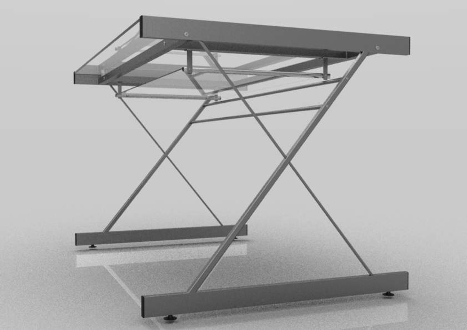 3d Computer Glass Desk Model