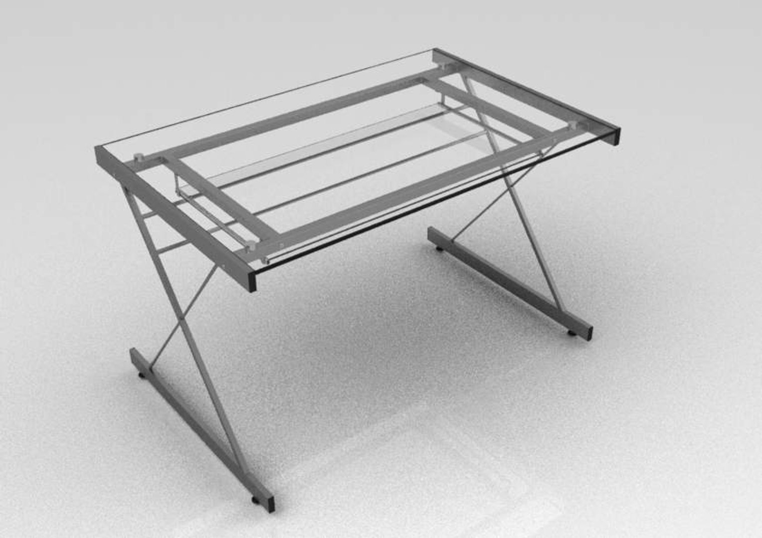 3d Computer Glass Desk Model