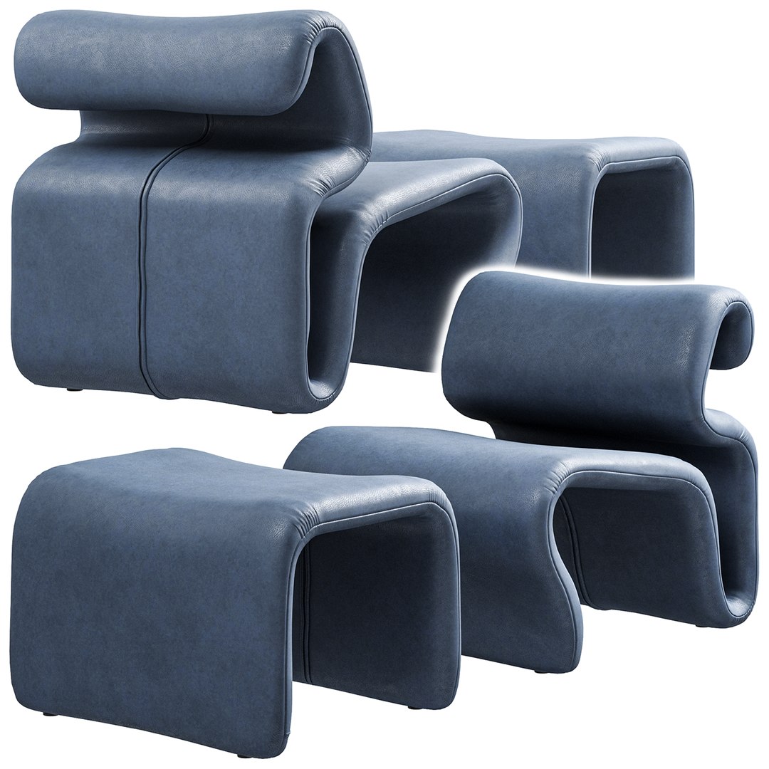 3D Model Artilleriet -Etcetera Leather Easy Chair - TurboSquid 2061214