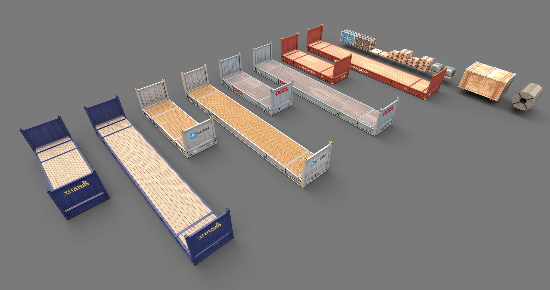 Flat Rack Containers 3D Model - TurboSquid 2187867