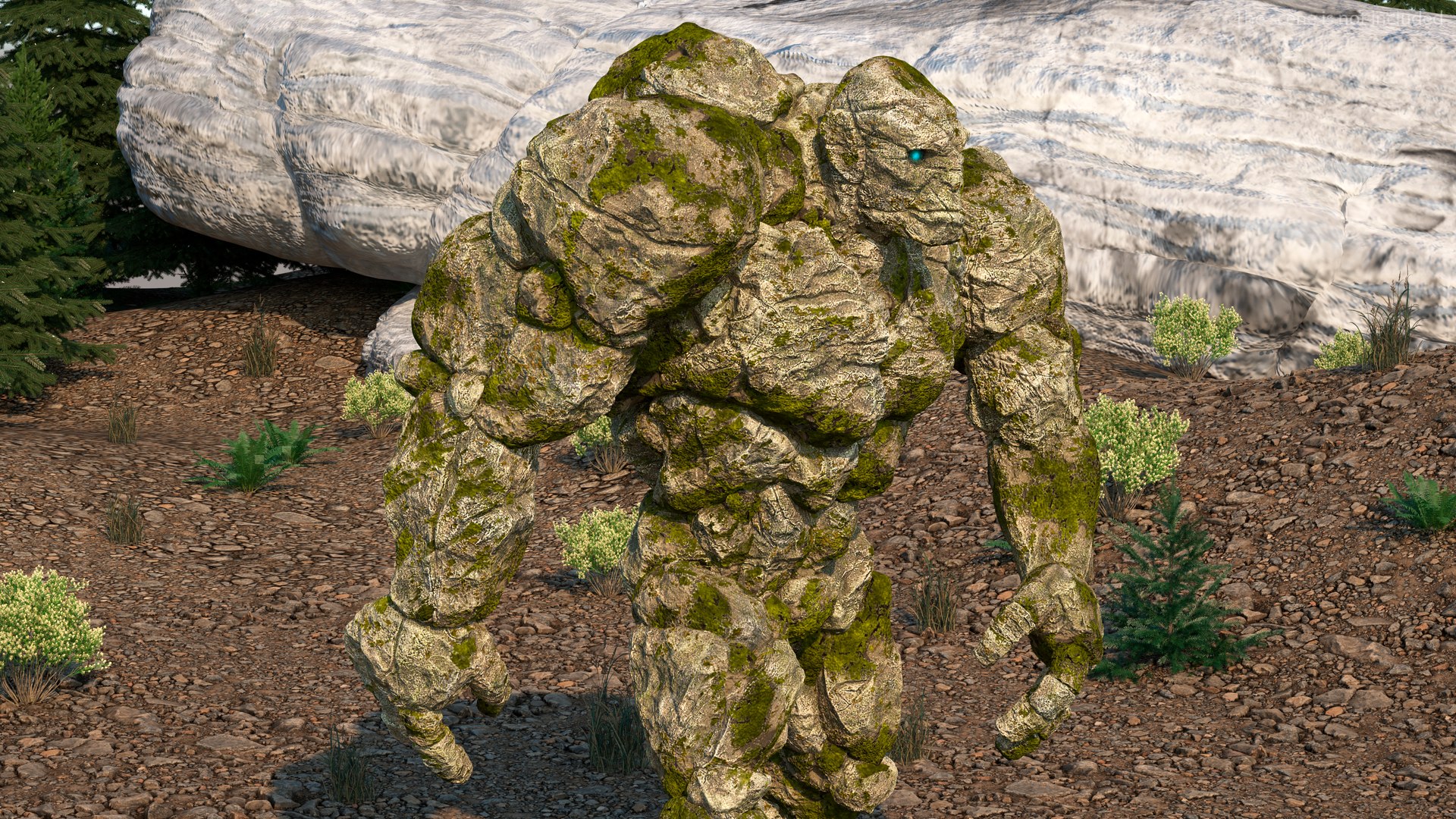 Stone Golem Character Walking Pose 3D - TurboSquid 2031225