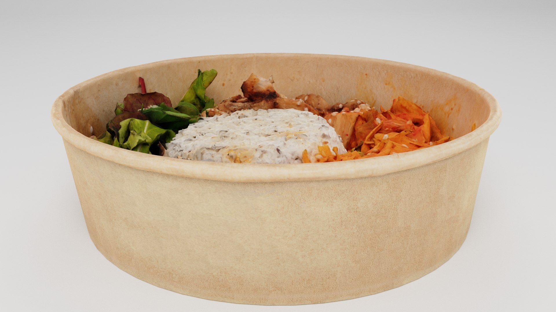 Bibimbap Korean Rice Dish Poke Bowl Lunch With Rice Chicken And Cabbage ...