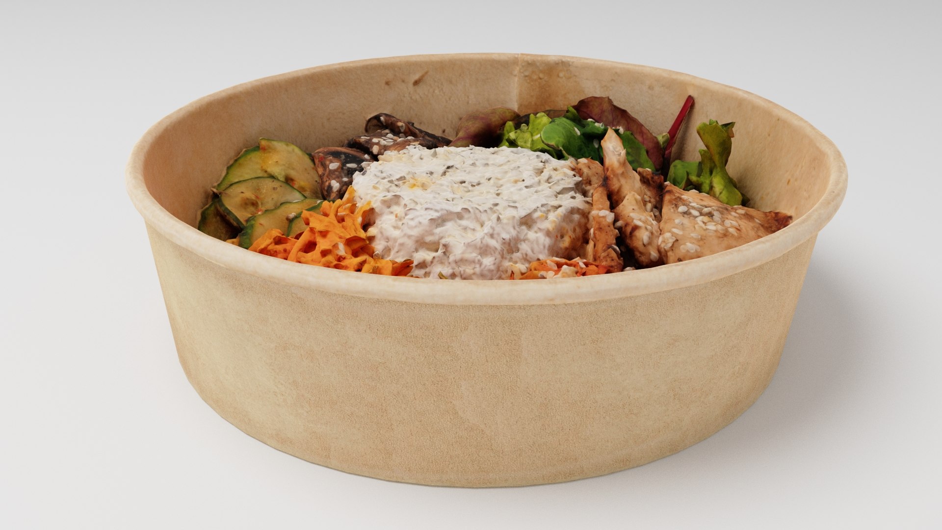Bibimbap Korean Rice Dish Poke Bowl Lunch With Rice Chicken And Cabbage ...