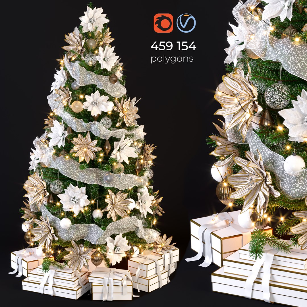 3D Christmas Tree Flowers - TurboSquid 1663178