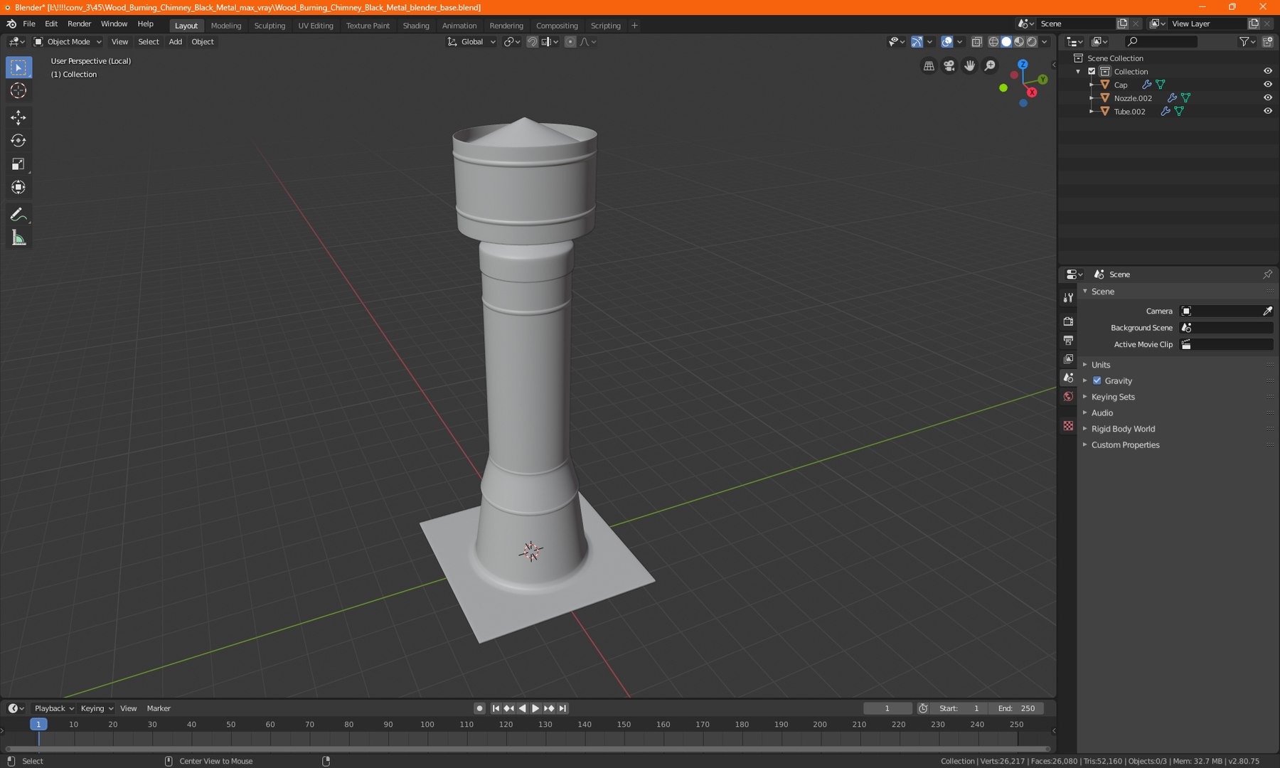 3D Wood Burning Chimney Black Metal Model - TurboSquid 2046446