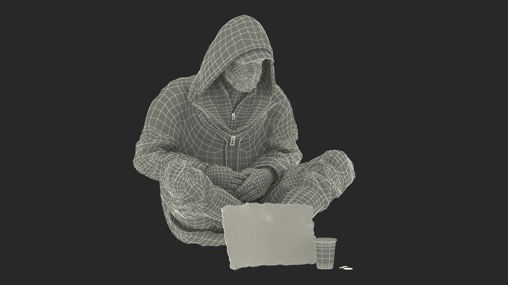 Homeless Man With A Sign And A Cup Of Change 3D Model - TurboSquid 2283309