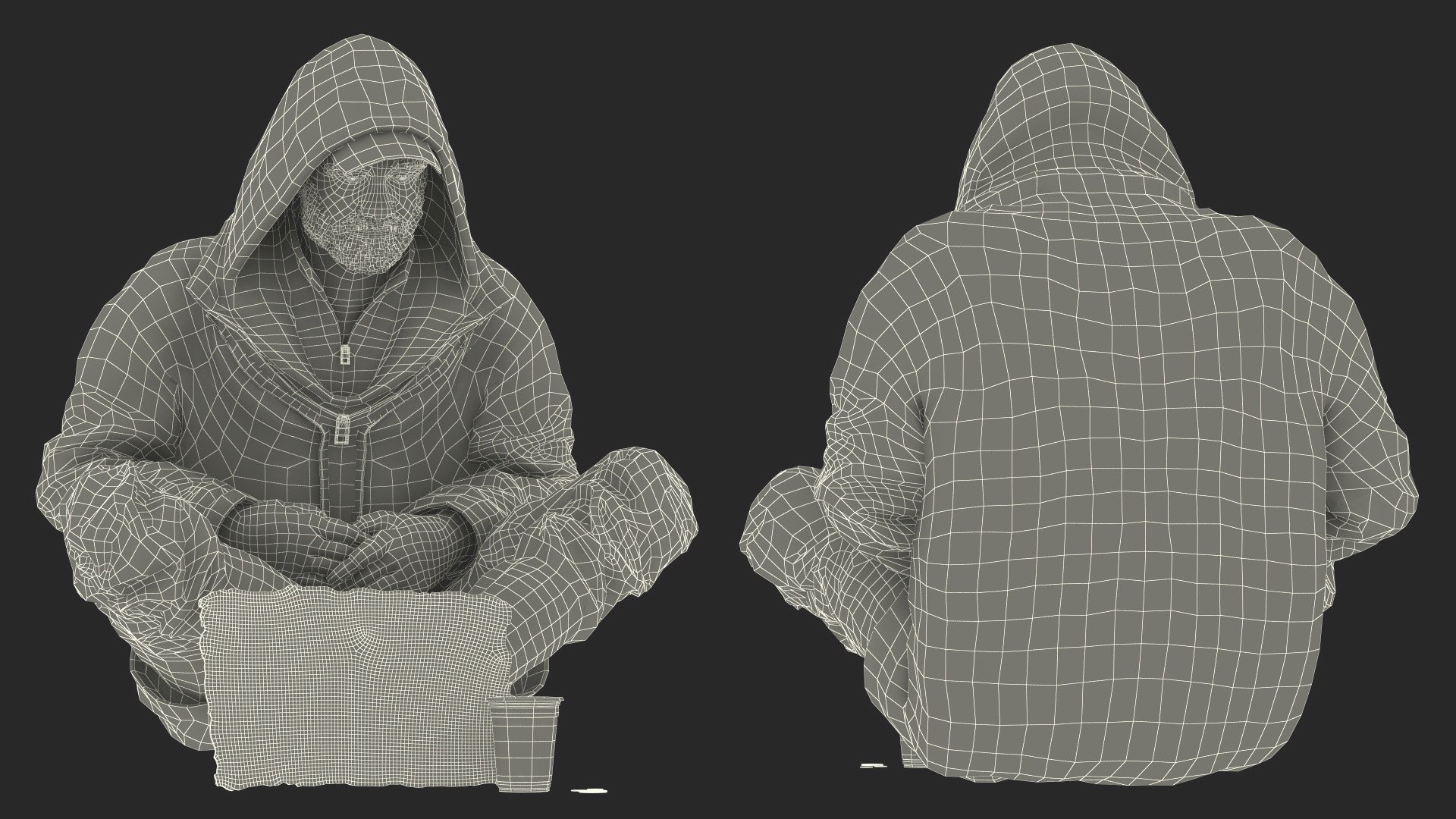 Homeless Man With A Sign And A Cup Of Change 3D Model - TurboSquid 2283309