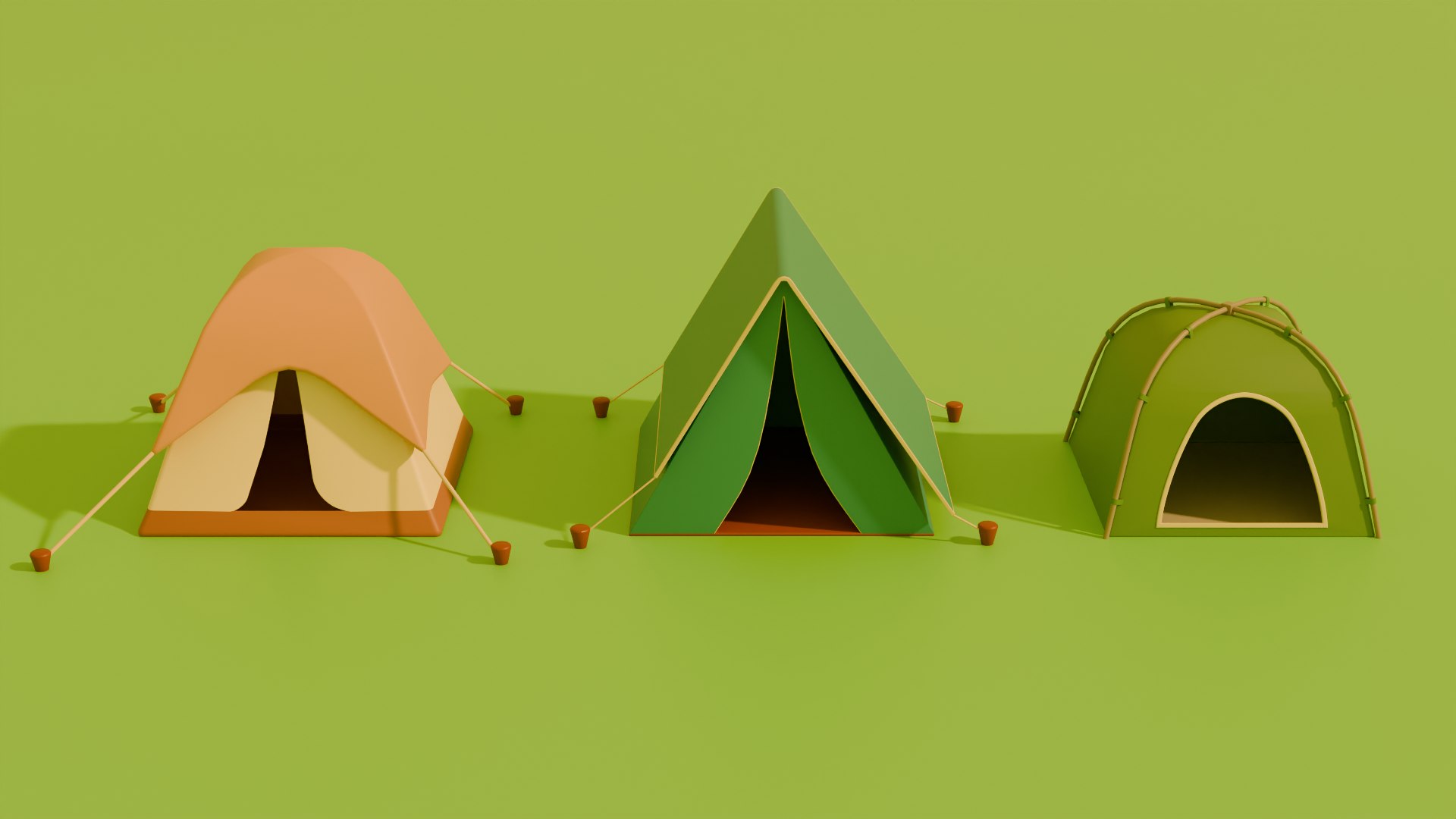 Stylized Low Poly Cartoon Tents 3D Model - TurboSquid 2422351