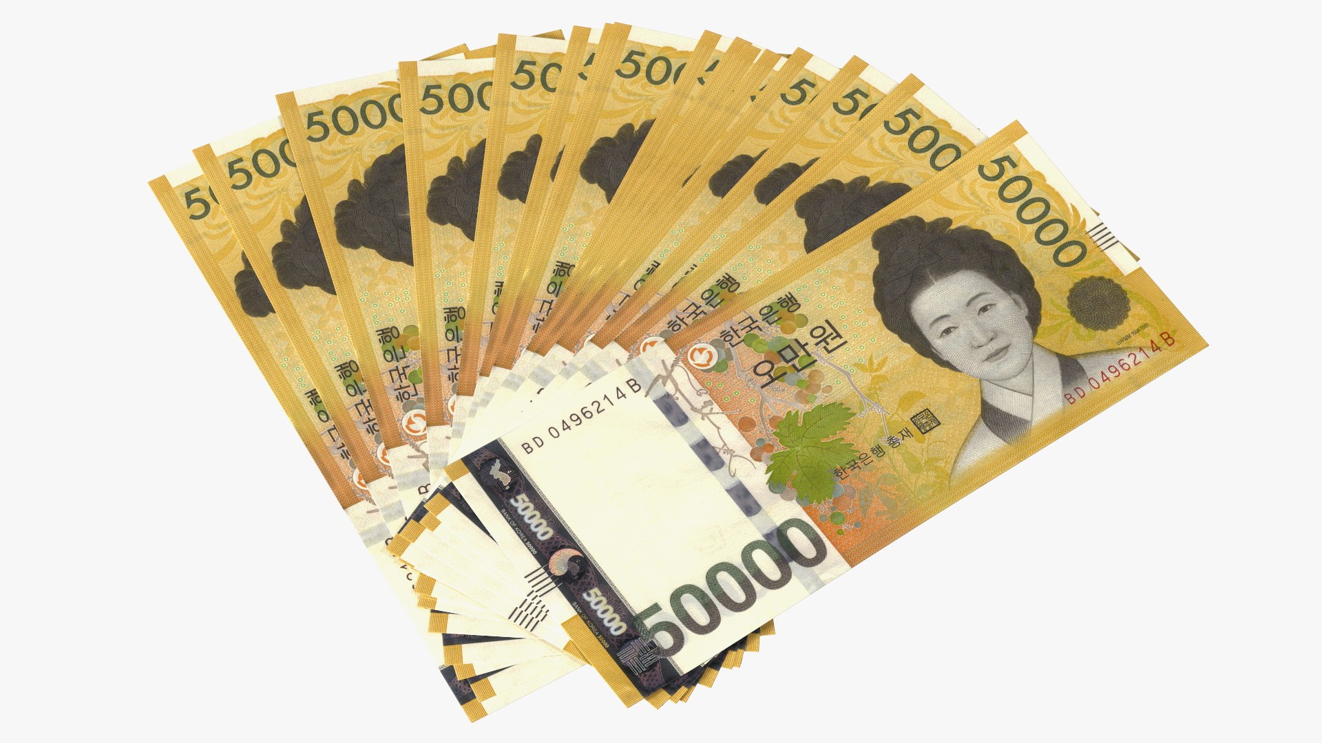 Fan of South Korean 50000 Won Banknotes 3D model - TurboSquid 1729549
