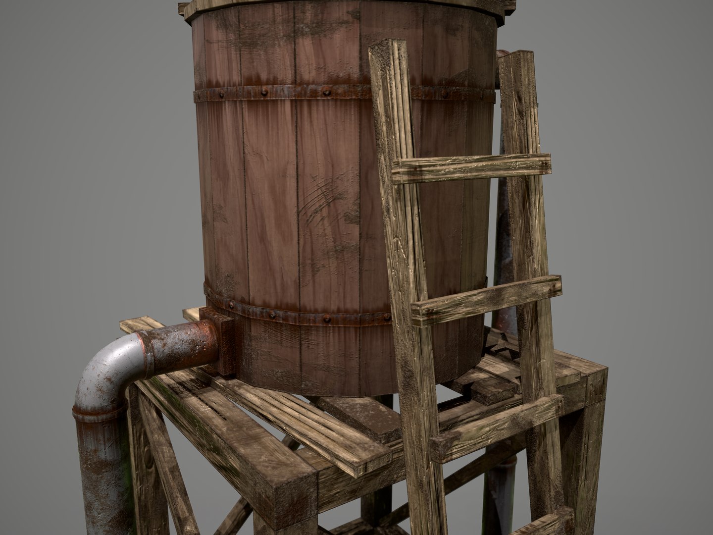 3D Old Wooden Water Tower Model - TurboSquid 1479469